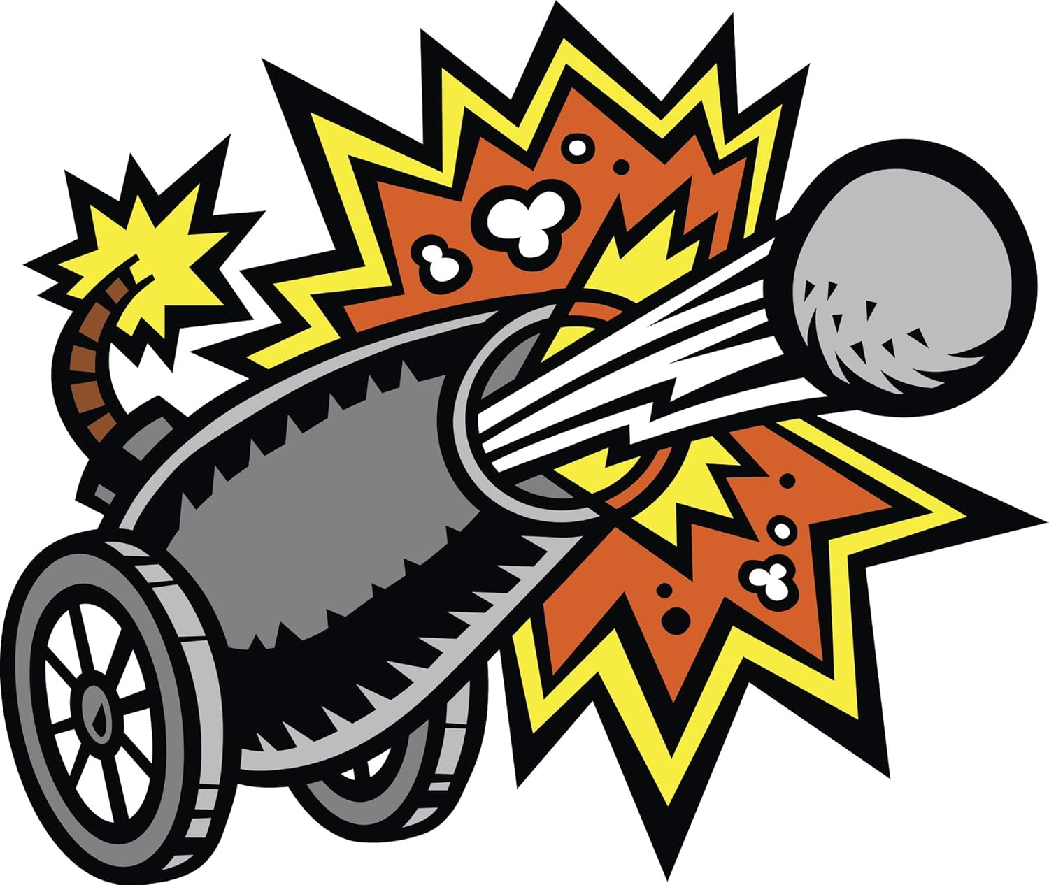 Exploding Comic Vintage War Cannon Cartoon Vinyl Decal Sticker (8" Wide ...