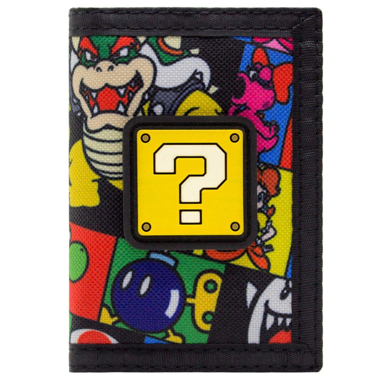 Super Mario Question Block Bowser Bob-omb Black Coin & Card Tri-Fold ...