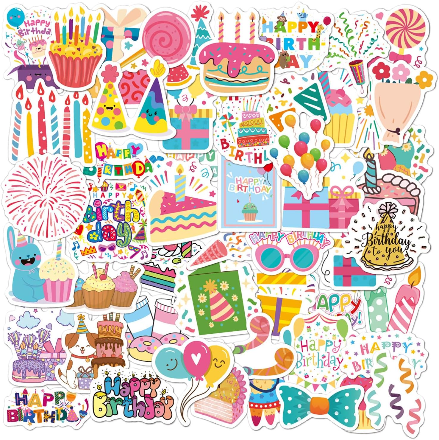 Amazon.com: Happy Birthday Stickers Cute Birthday Stickers for ...