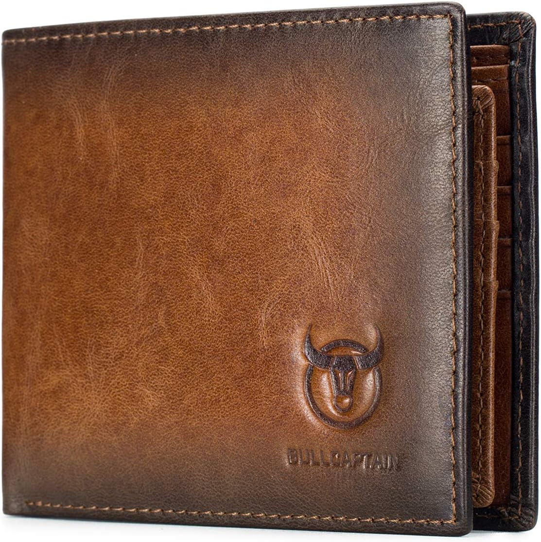 Amazon.com: Real Leather Mens Bifold Wallet RFID Blocking Slim ...