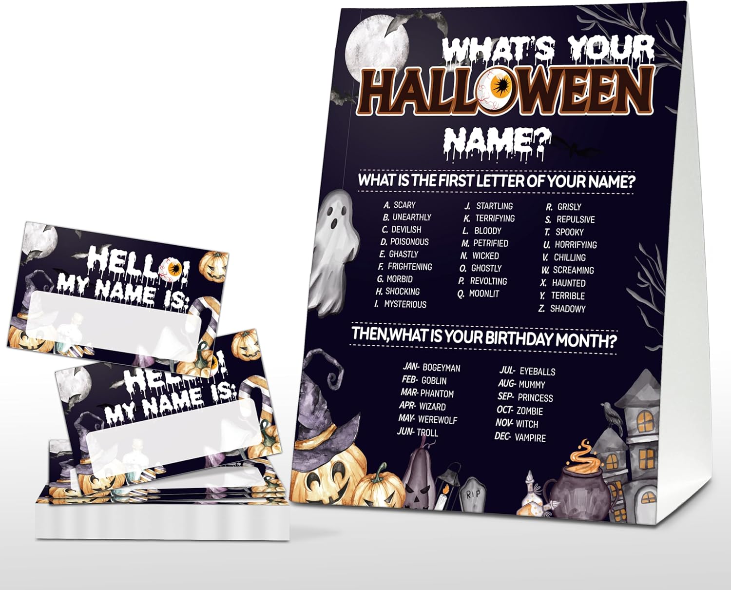 Amazon.com: What's Your Halloween Name Game - Halloween Party Game Sign ...