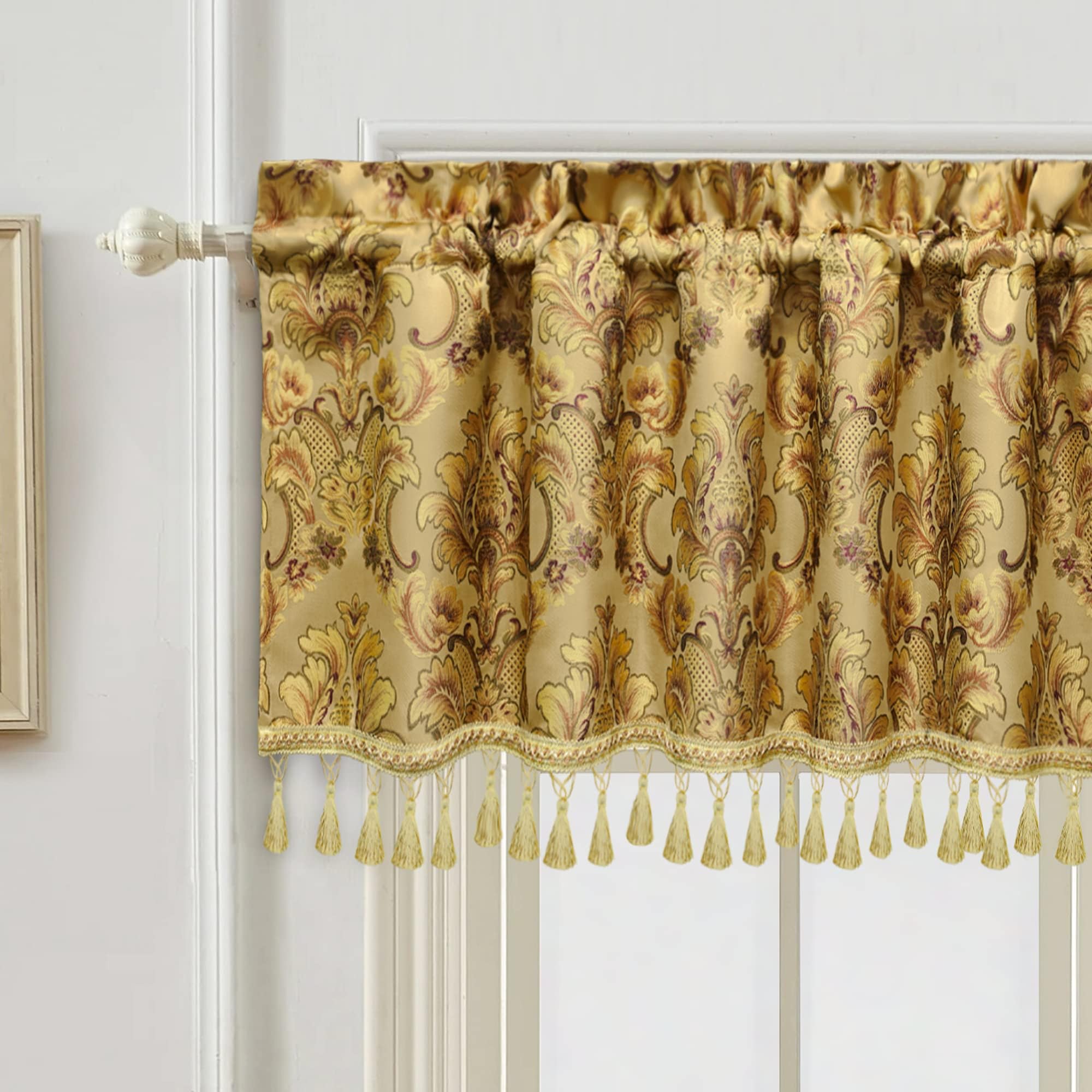 Amazon.com: Loom and Mill Luxury Valances for Windows, Elegant Damask ...