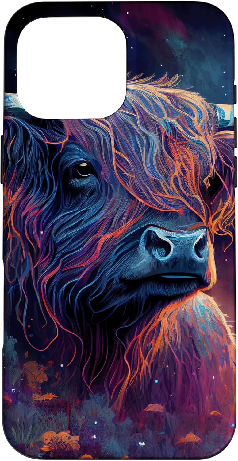 Highland Cattle Cow Celestial Elements Ornate Color Graphic Case for ...