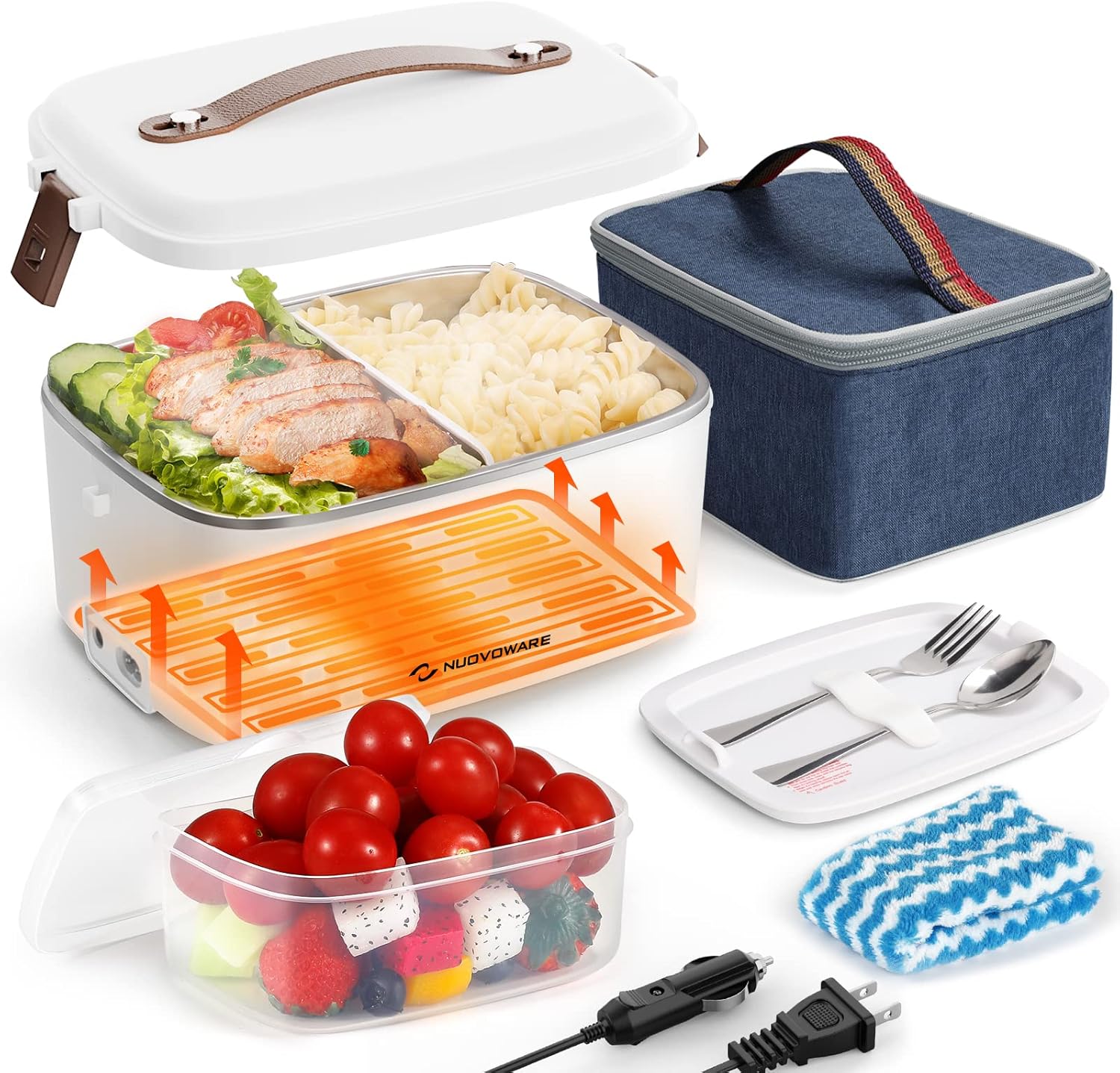 Amazon.com - Nuovoware Electric Lunch Box, 70W Food Heated Lunch Box ...