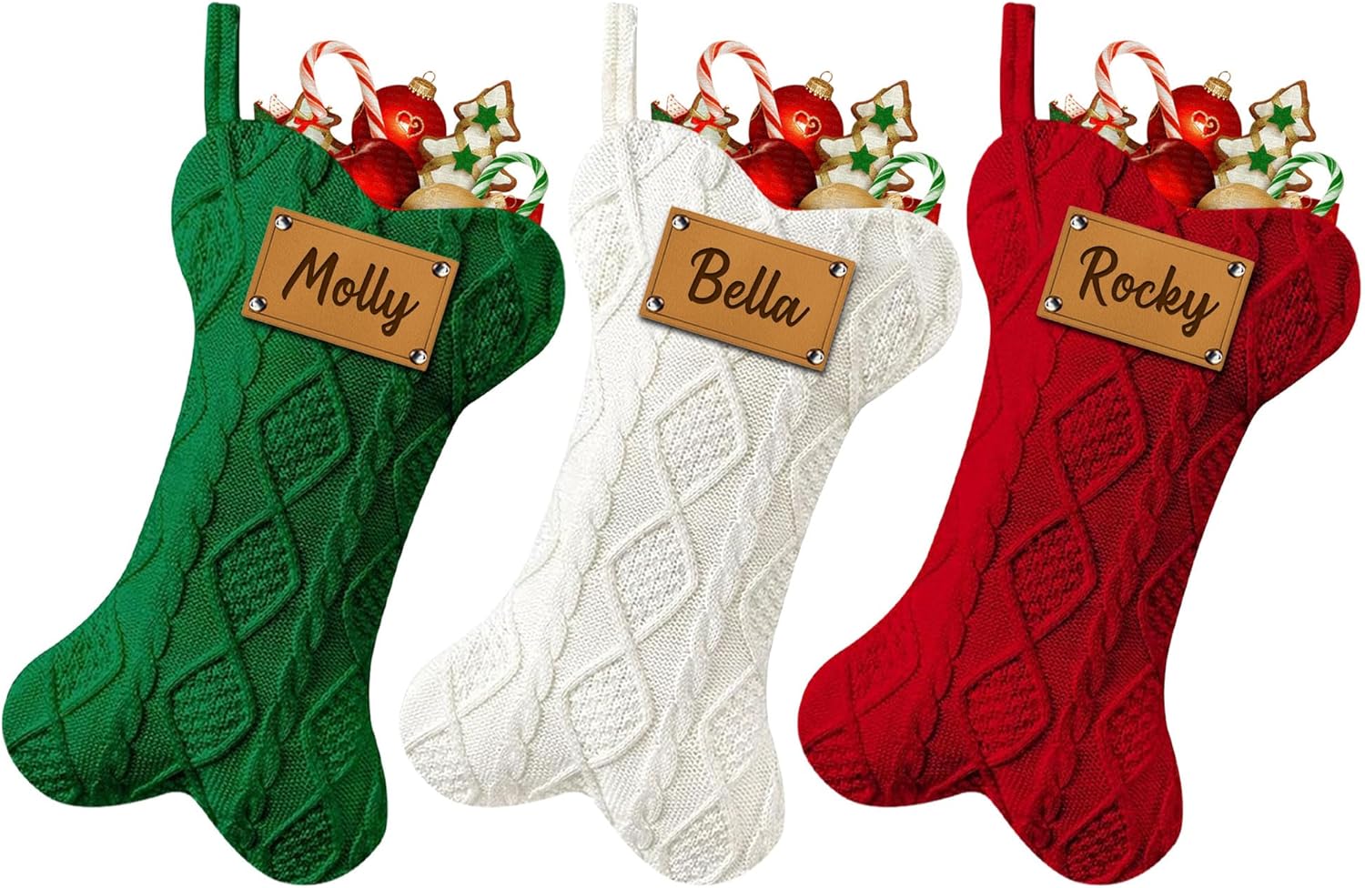 Amazon.com: Personalized Dog Christmas Stockings Customized Large Bone ...