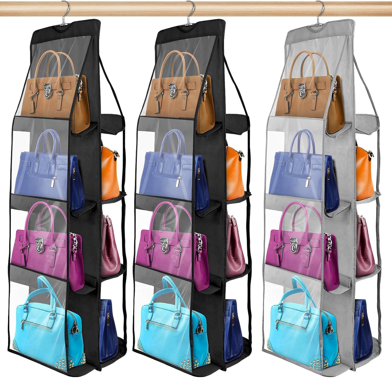 Amazon.com: Yuroochii 2 Pack Purse Organizer Closet, Purse Hanger ...