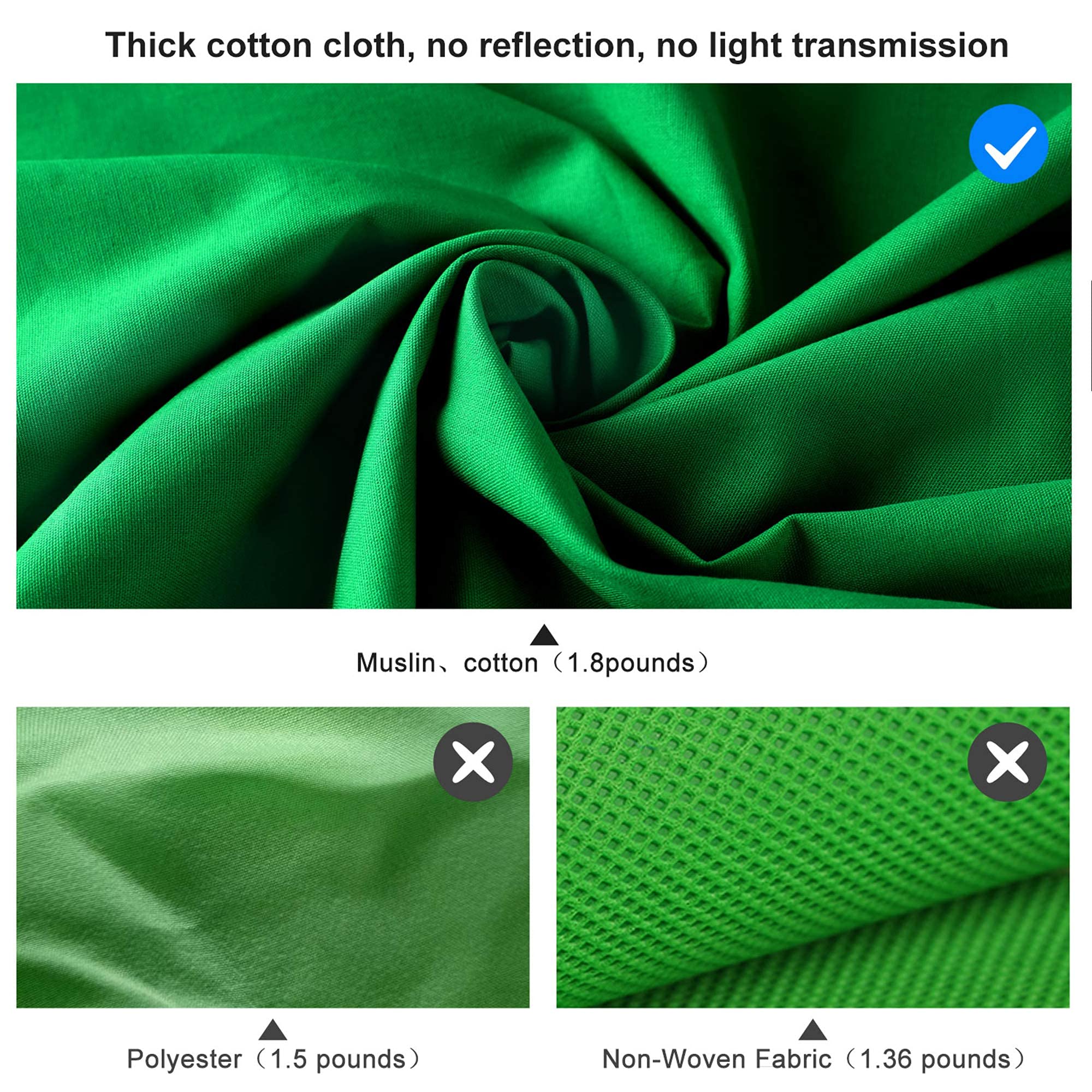 EMART 6 x 9 ft Photography Backdrop Background, Green Chromakey Muslin ...