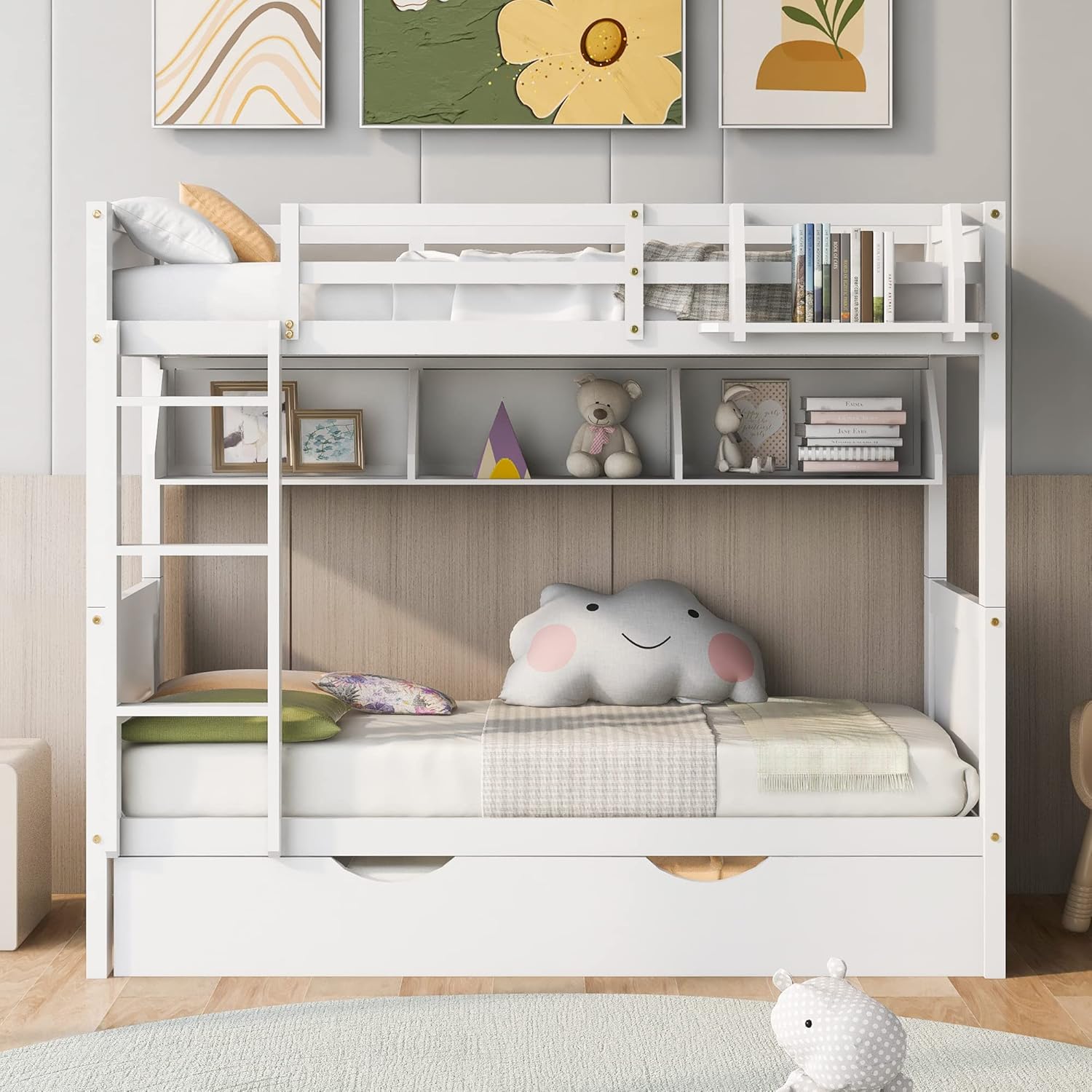 Amazon.com: Harper & Bright Designs Twin Over Twin Bunk Bed with ...