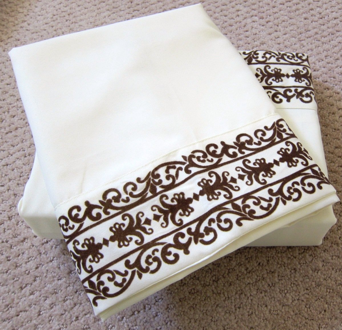 Amazon.com: Home Sense Ultimate Luxury Marbella Microfiber Embroidered ...