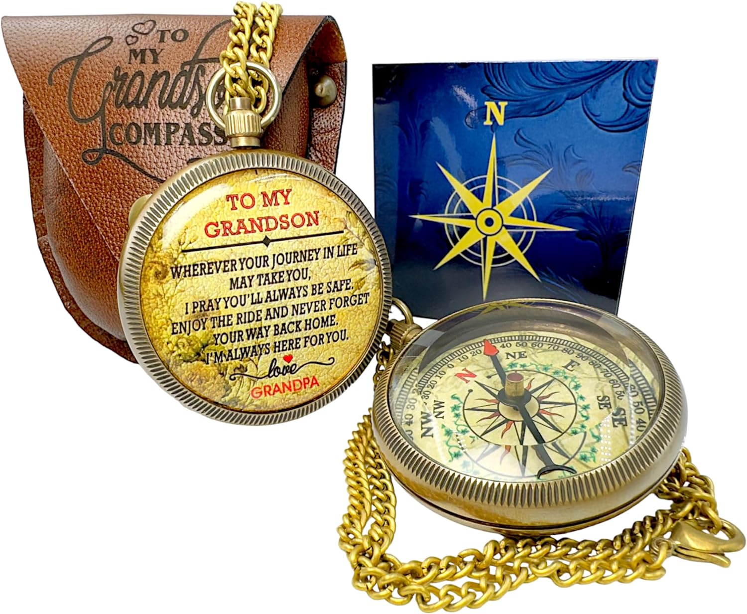 MAH Gift for Grandson Brass Handmade Compass Gift by Grandfather Gift ...