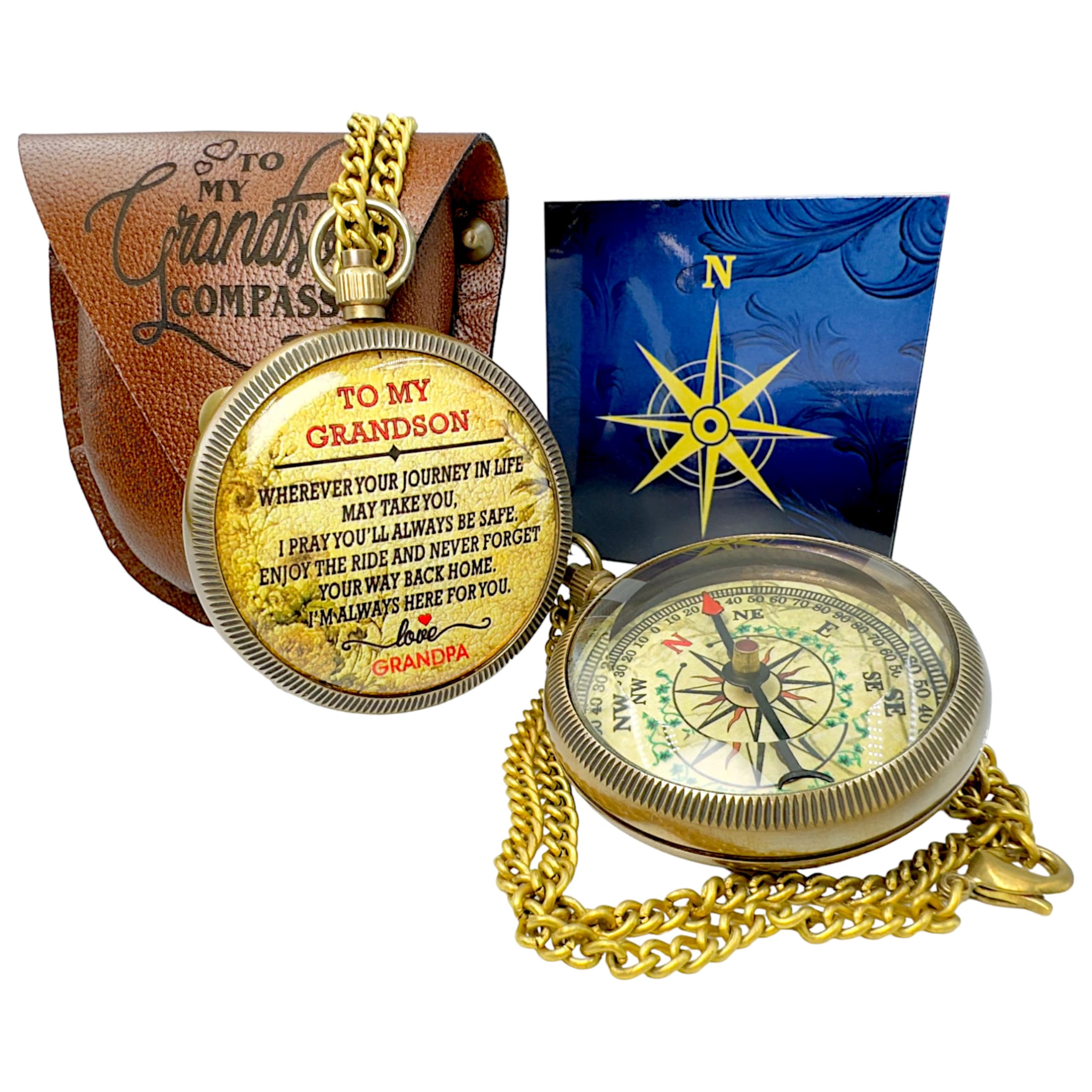 MAH Gift for Grandson Brass Handmade Compass Gift by Grandfather Gift ...