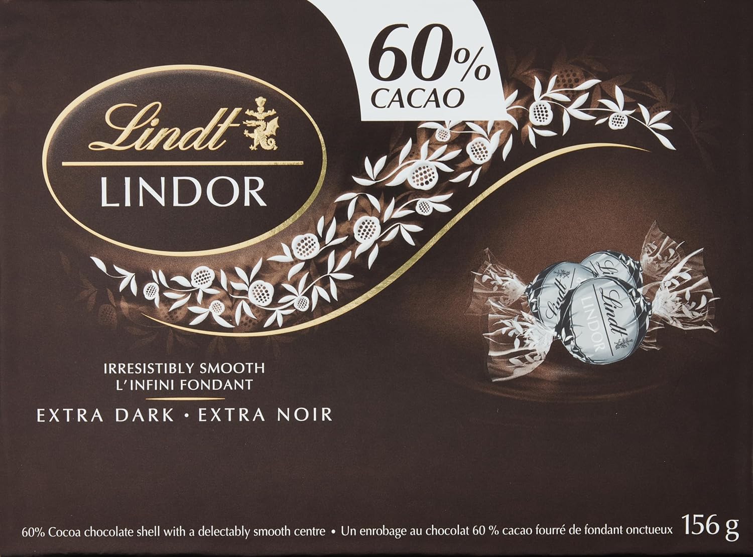 Lindt LINDOR 60% Cacao Dark Chocolate Truffles Gift Box, 156-Gram Box ...