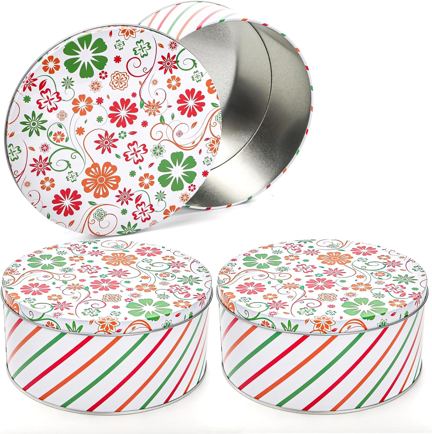 Amazon.com: Yopay 3 Pack Metal Cookie Tins, Stackable Round Cookie Gift ...