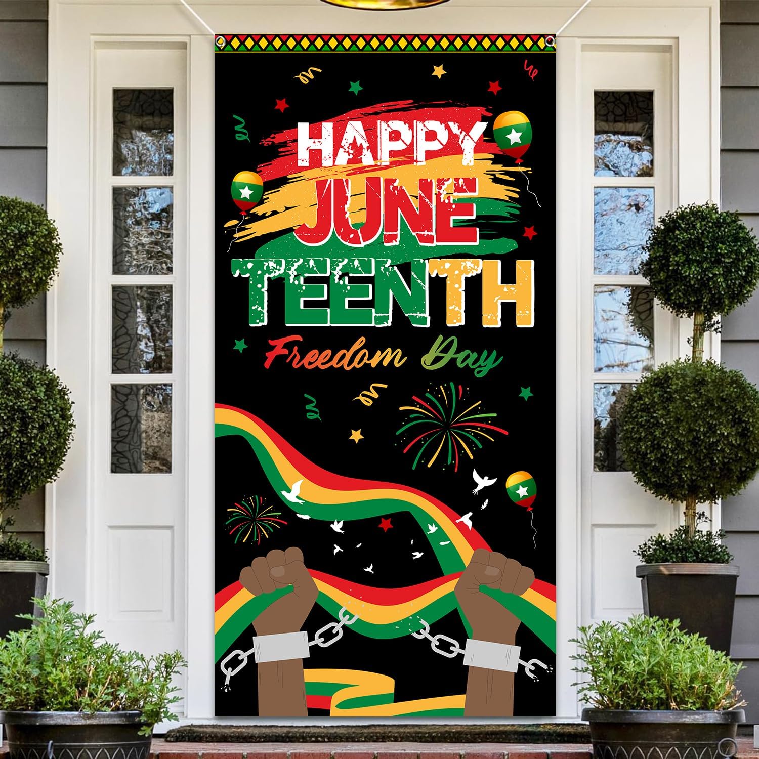 Amazon.com: Happy Juneteenth Porch Banner, Black History Month Party ...