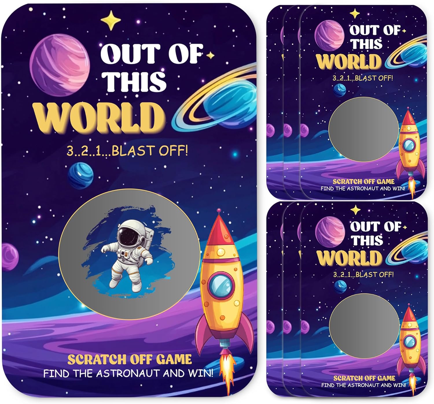 Amazon.com: VAVINCI OutSpace Birthday Party Scratch Off Games, Out of ...