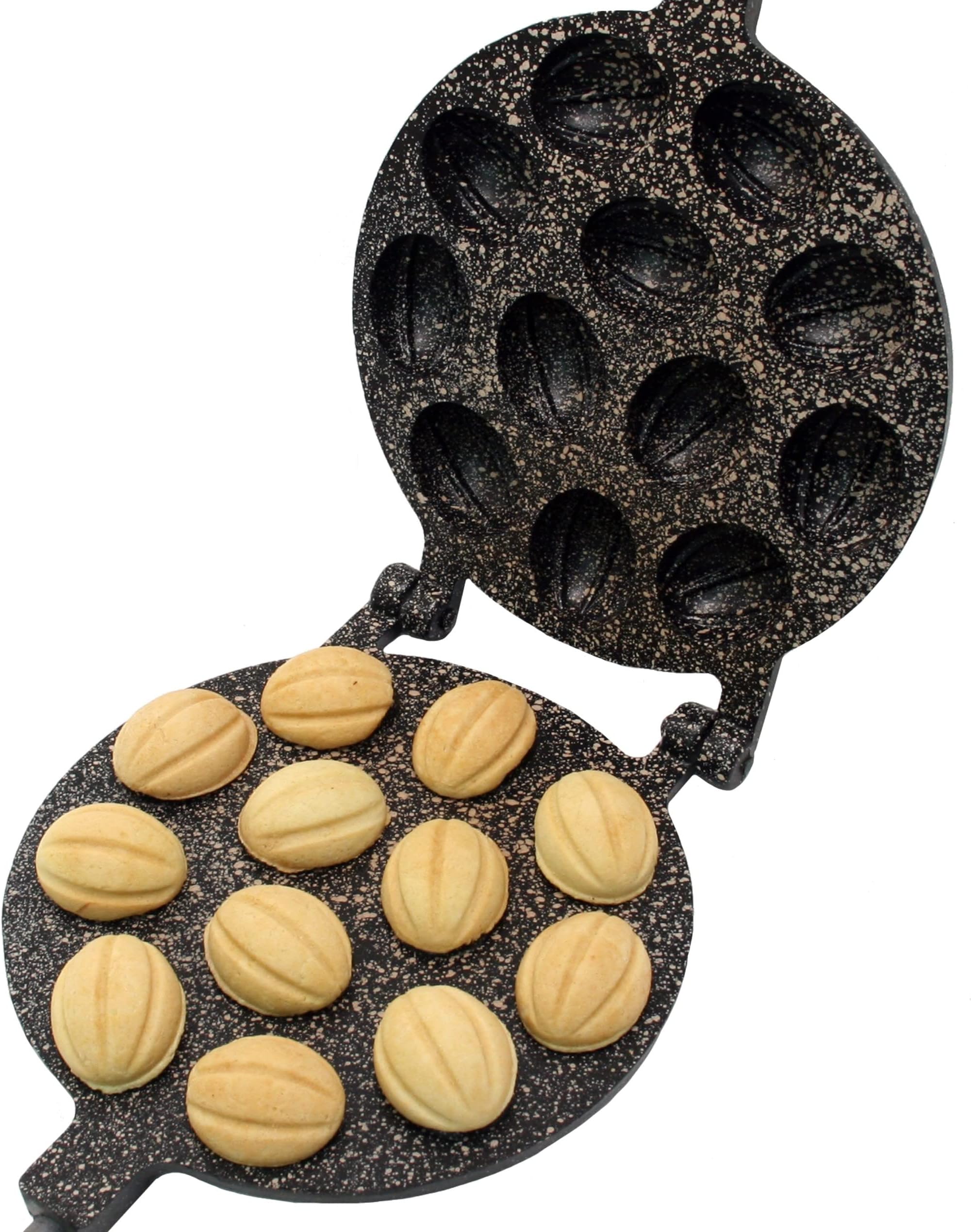 Oreshki Moule à biscuits en noyer 12 moules antiadhésifs en granit ...