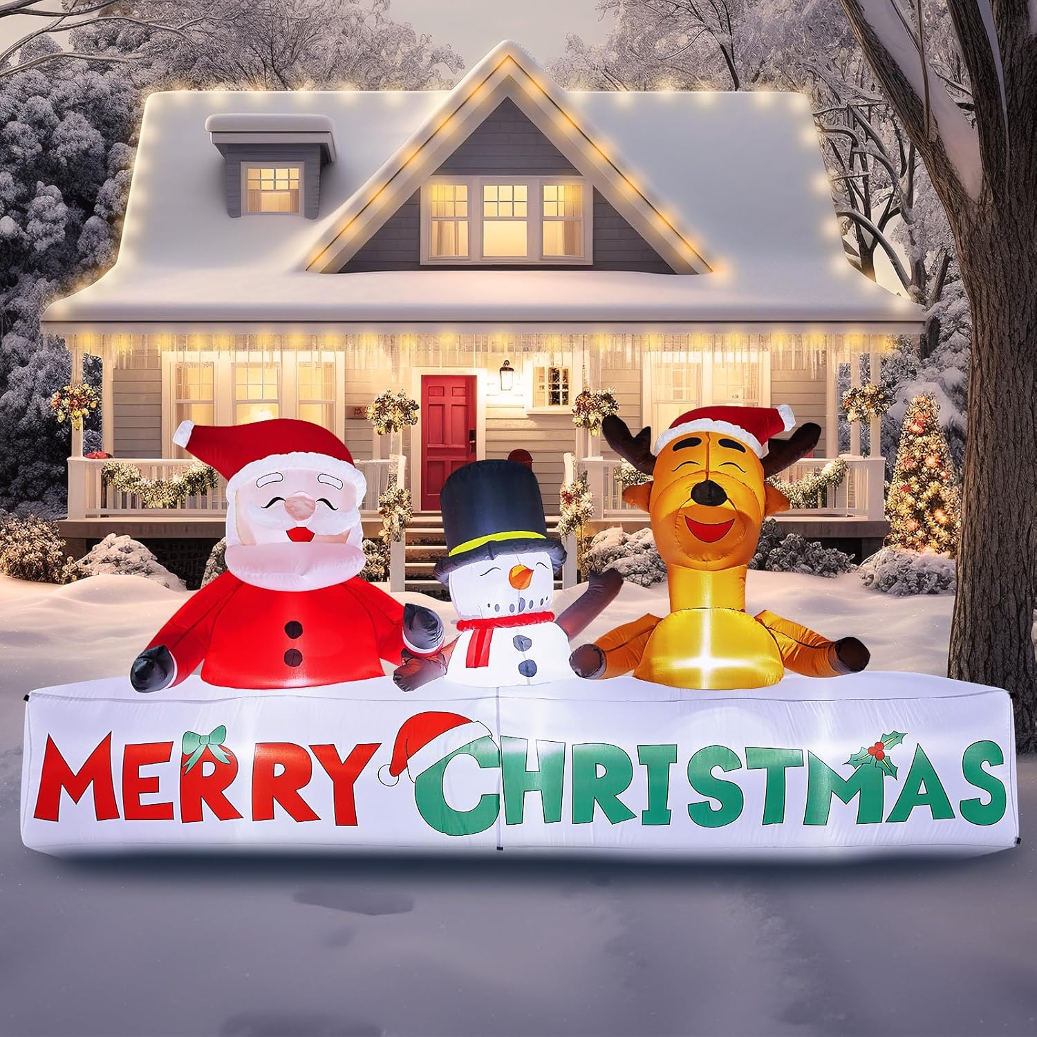 Amazon.com: Minetom 10 FT Christmas Inflatable Merry Christmas Sign ...