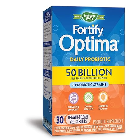 Amazon.com: Nature’s Way Fortify Optima Daily Probiotic, 35 Billion, 15 Strains, Prebiotic, 60 ...