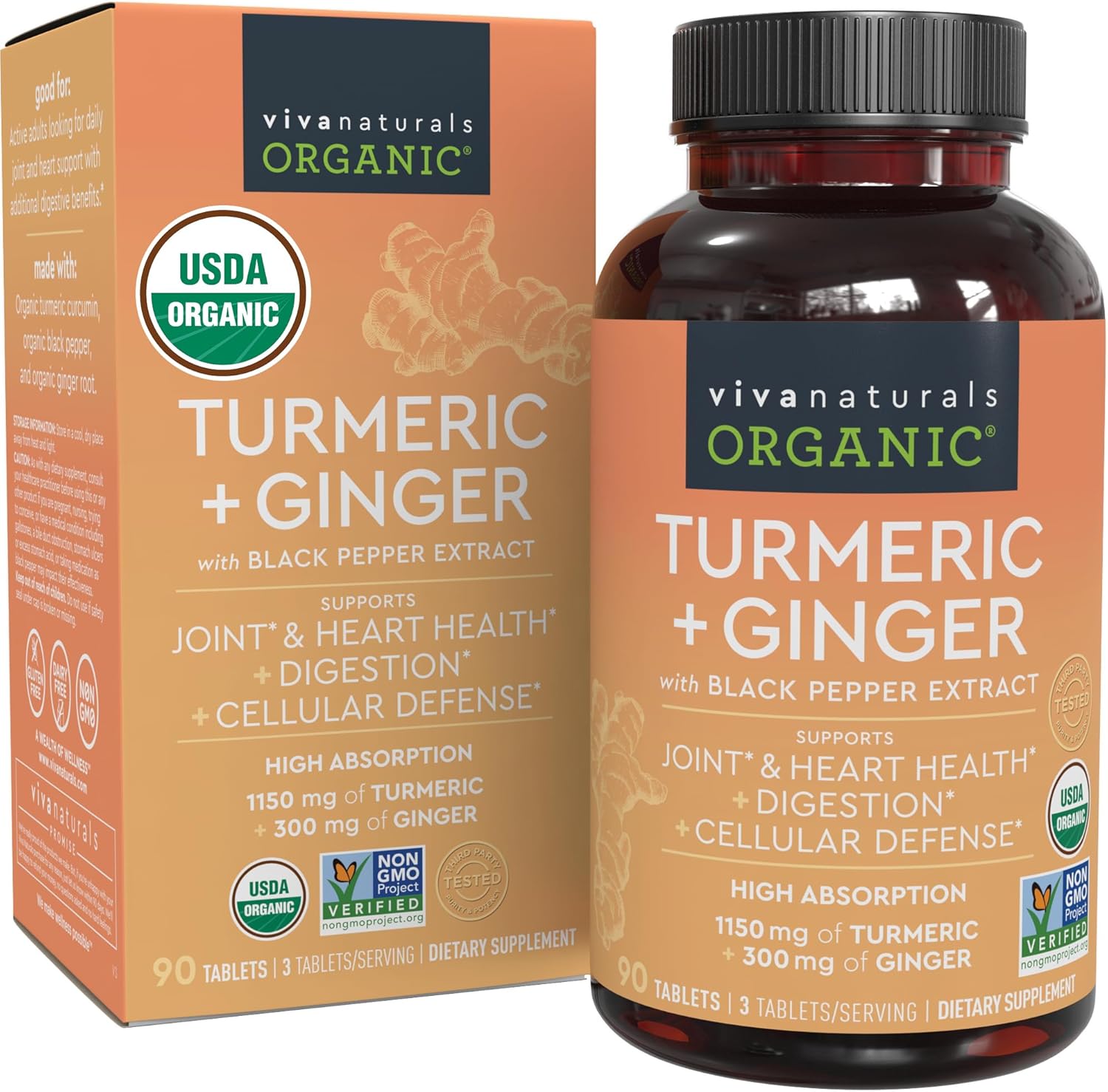 Amazon.com: Organic Turmeric and Ginger Tablets, 90 Count - High ...
