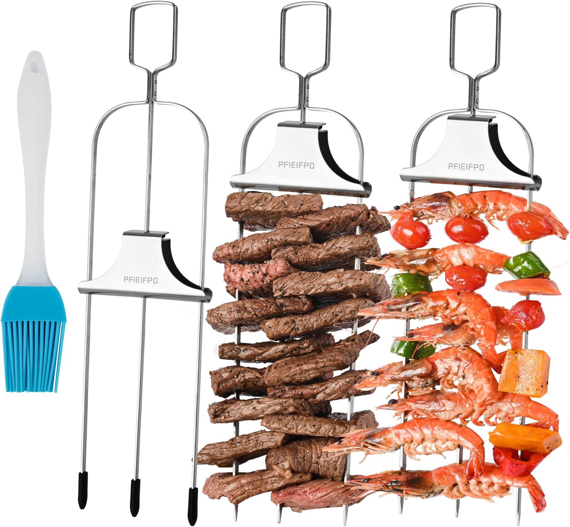 Amazon.com: 2PCS Grilling Savant 3 Way Skewers,14'' Metal Skewers for ...