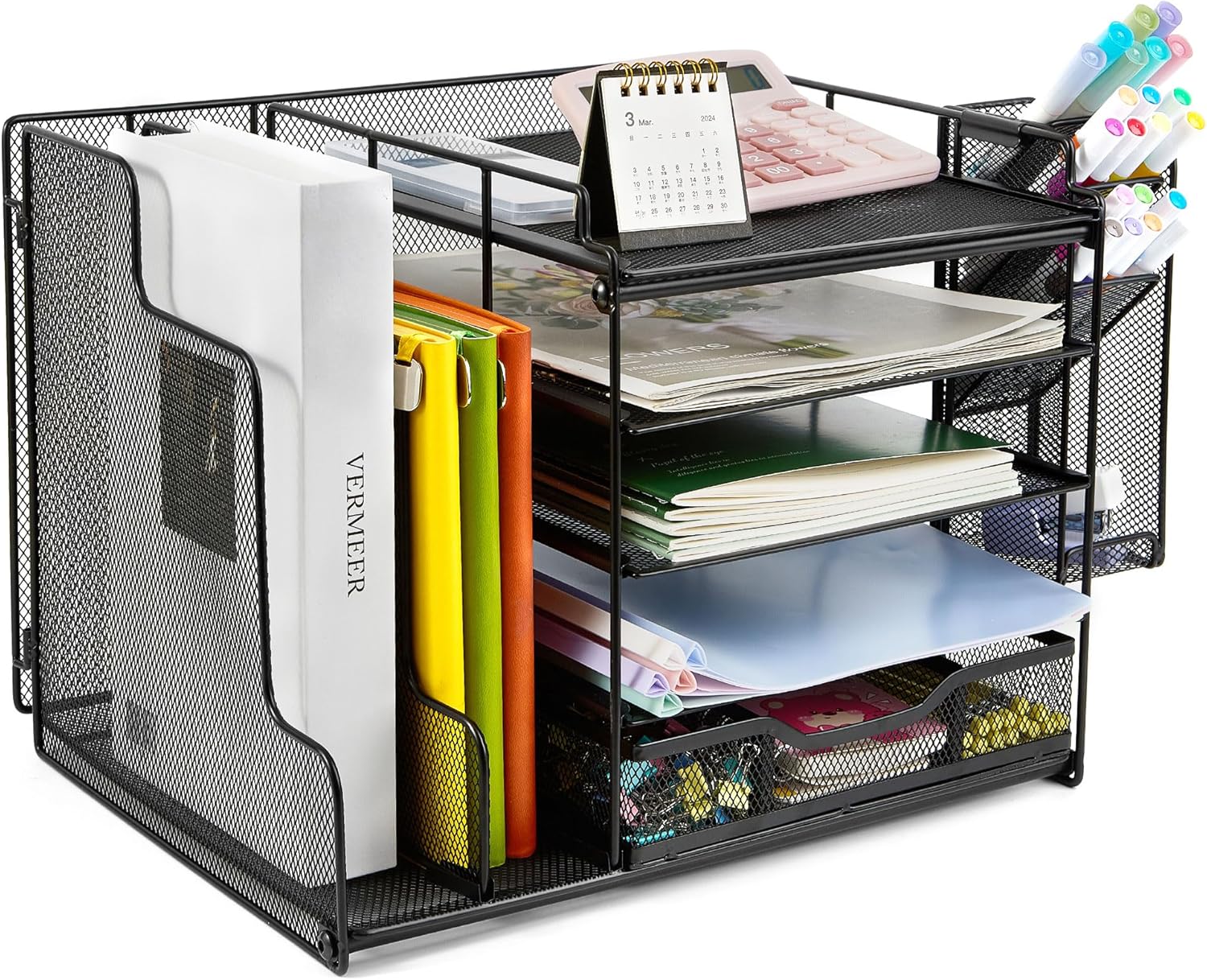 Amazon.com: TIGEROYAL Desk Organizer with File Holder 5-Tier Paper ...