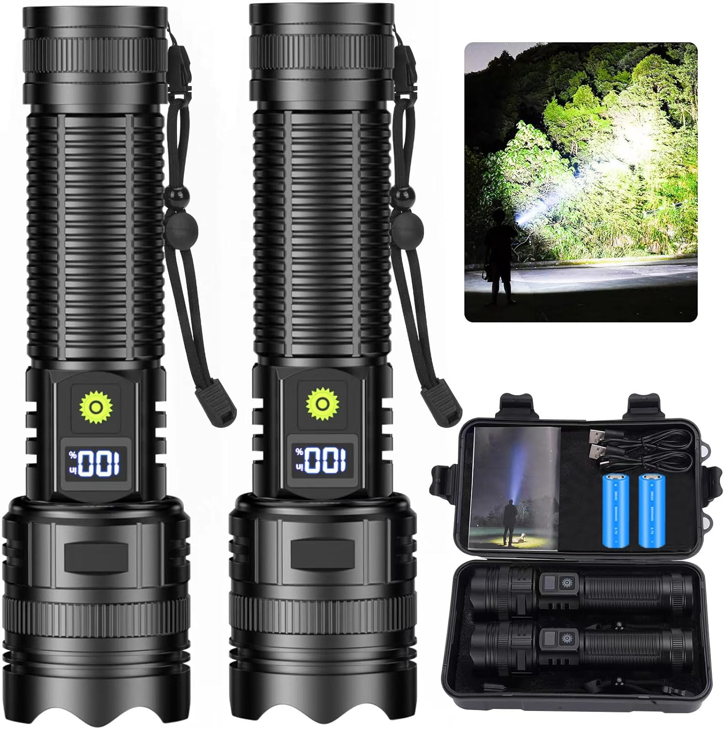 Amazon.com: RFIUCH Led Brightest Flashlights High Lumens Rechargeable ...