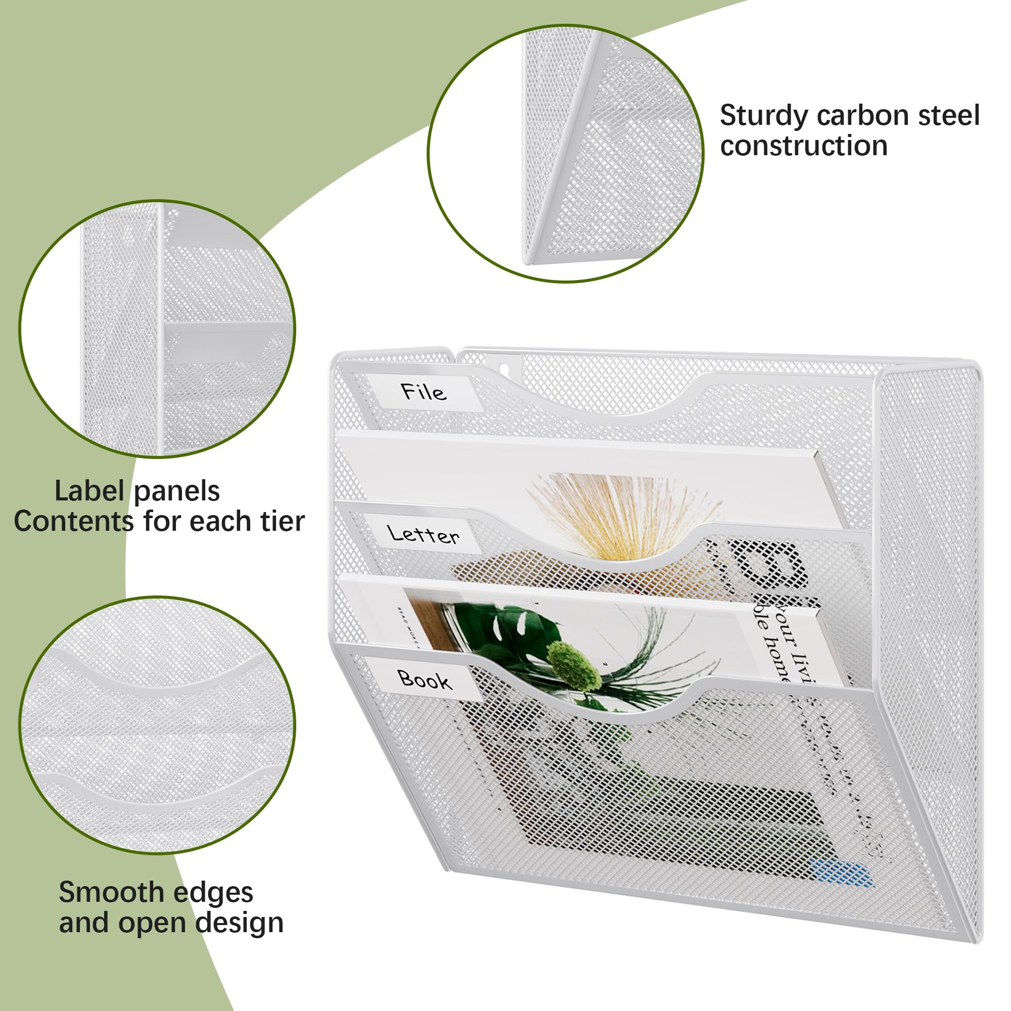 Snapklik.com : EasyPAG 3 Pocket Wall Mounted Mail Organizer, White ...