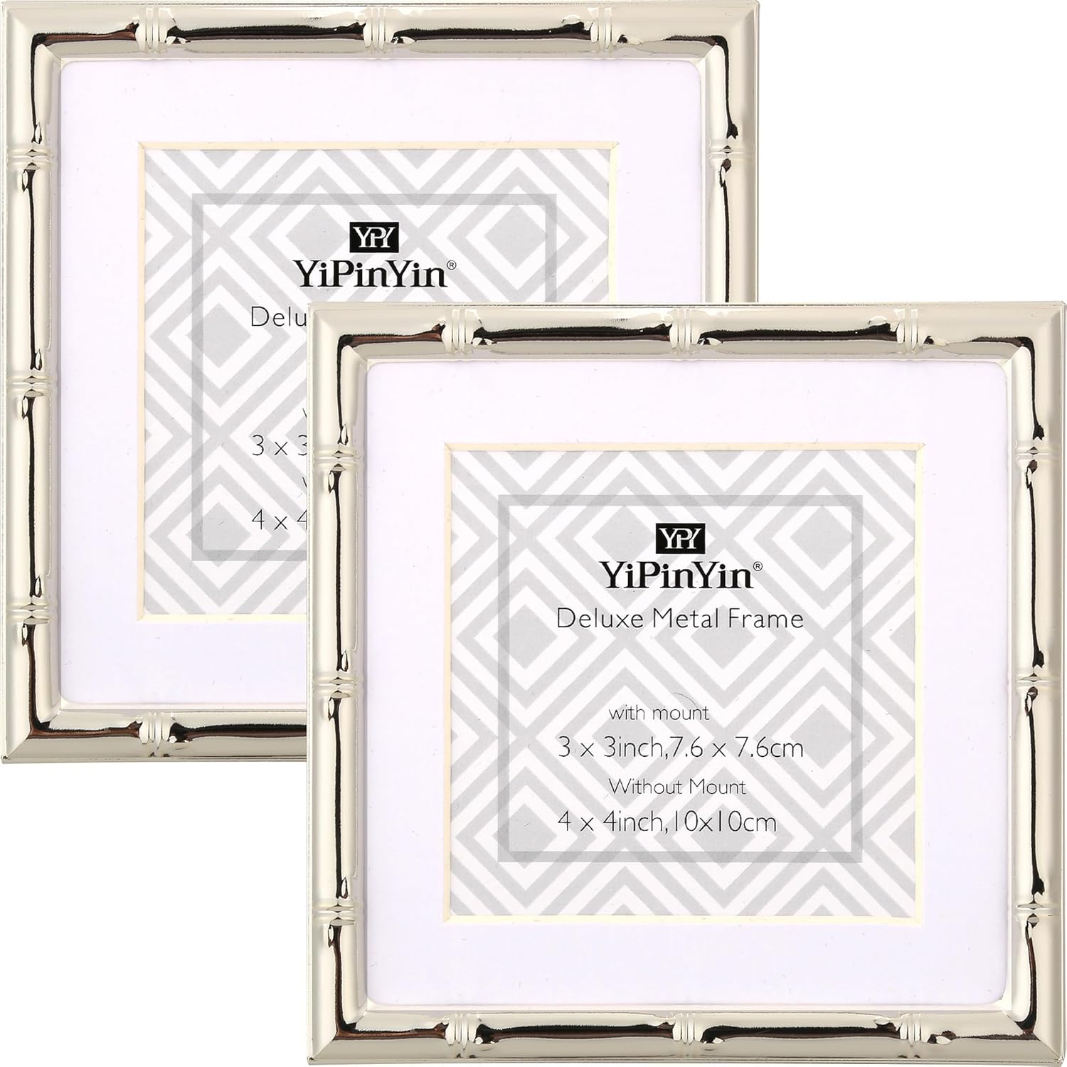 Amazon.com - YiPinYin 4x4'' Silver Bamboo Metal Picture Frame with 3x3 ...