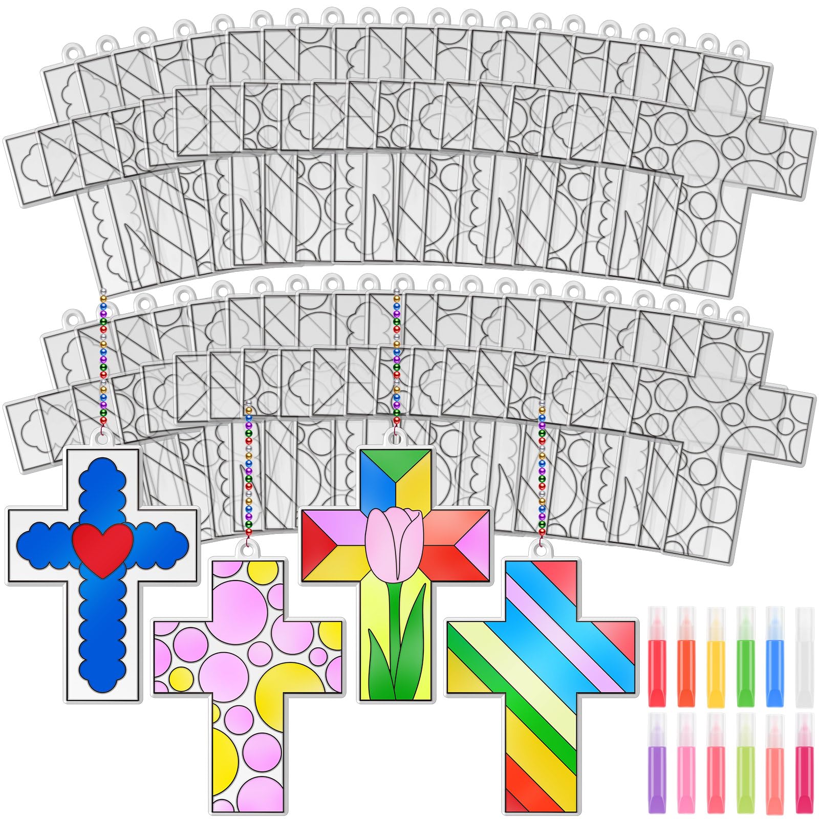 Snapklik.com : 72 Pcs Cross Suncatchers Painting Crafts Kit For Kids ...
