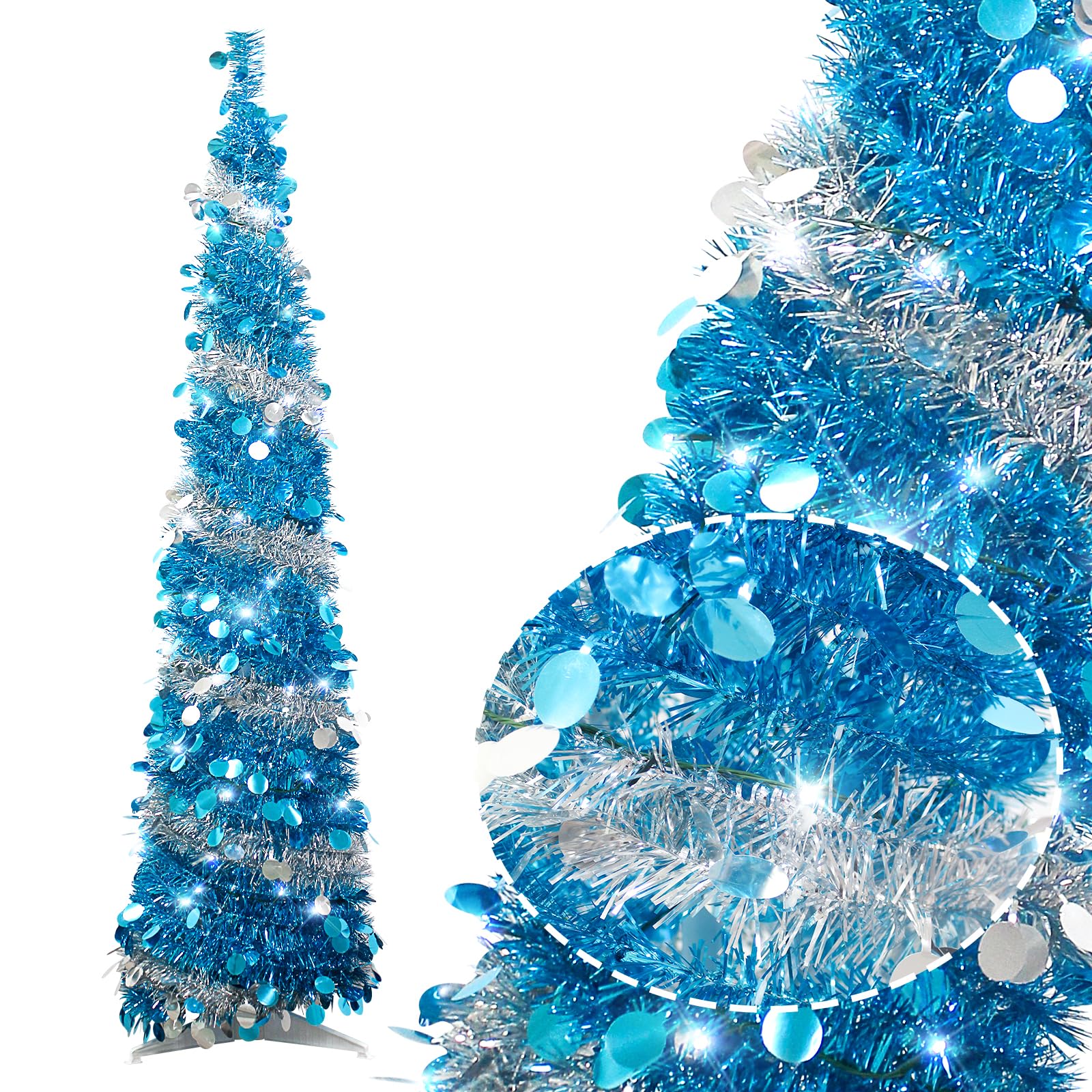 Amazon.com: 5FT Pop up Christmas Tree for Indoor Decoration Pre-lit ...