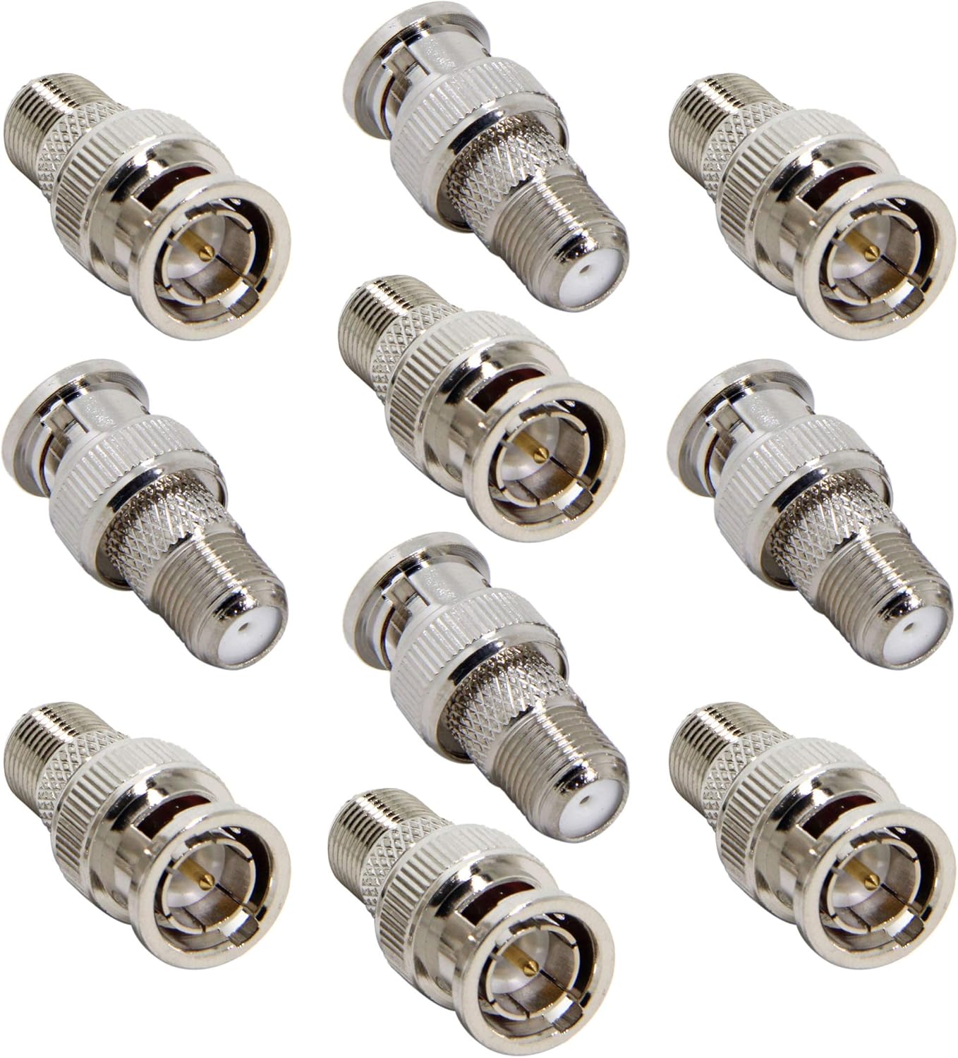 Amazon | F to BNC Connector, 10-Pack, BNC Male Plug to F Female Jack Adapter Coax Connector, RG6 ...