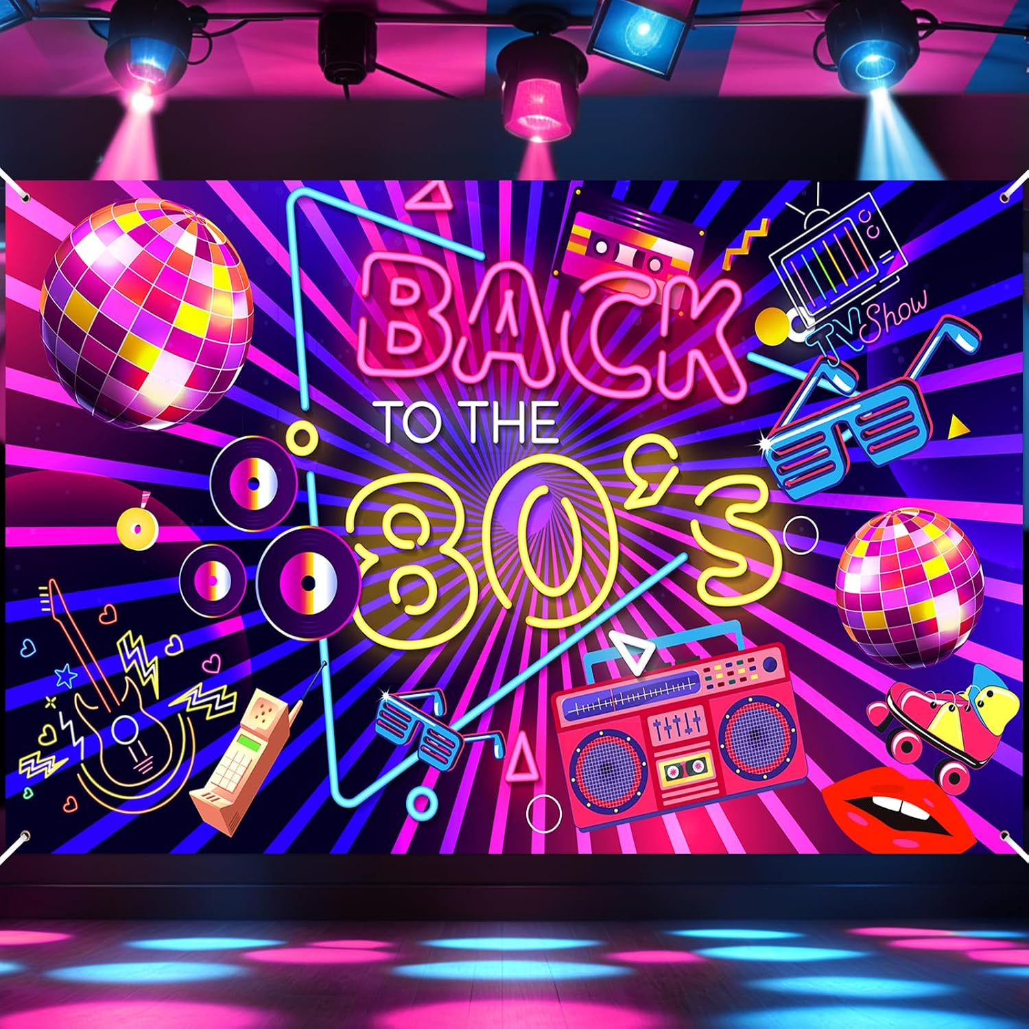 Amazon.com : Back to 80's Banner 80's Background Party Decoration Disco ...