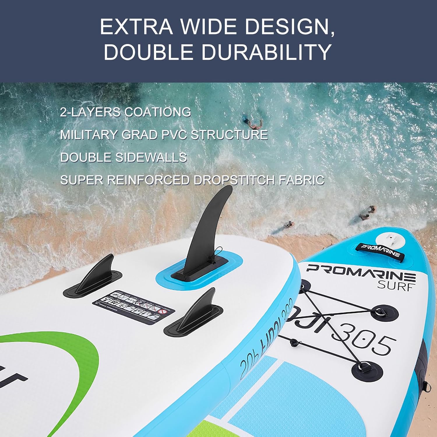 Inflatable Stand up Paddle Board, Extra Wide Paddleboard, Kayak Seat ...