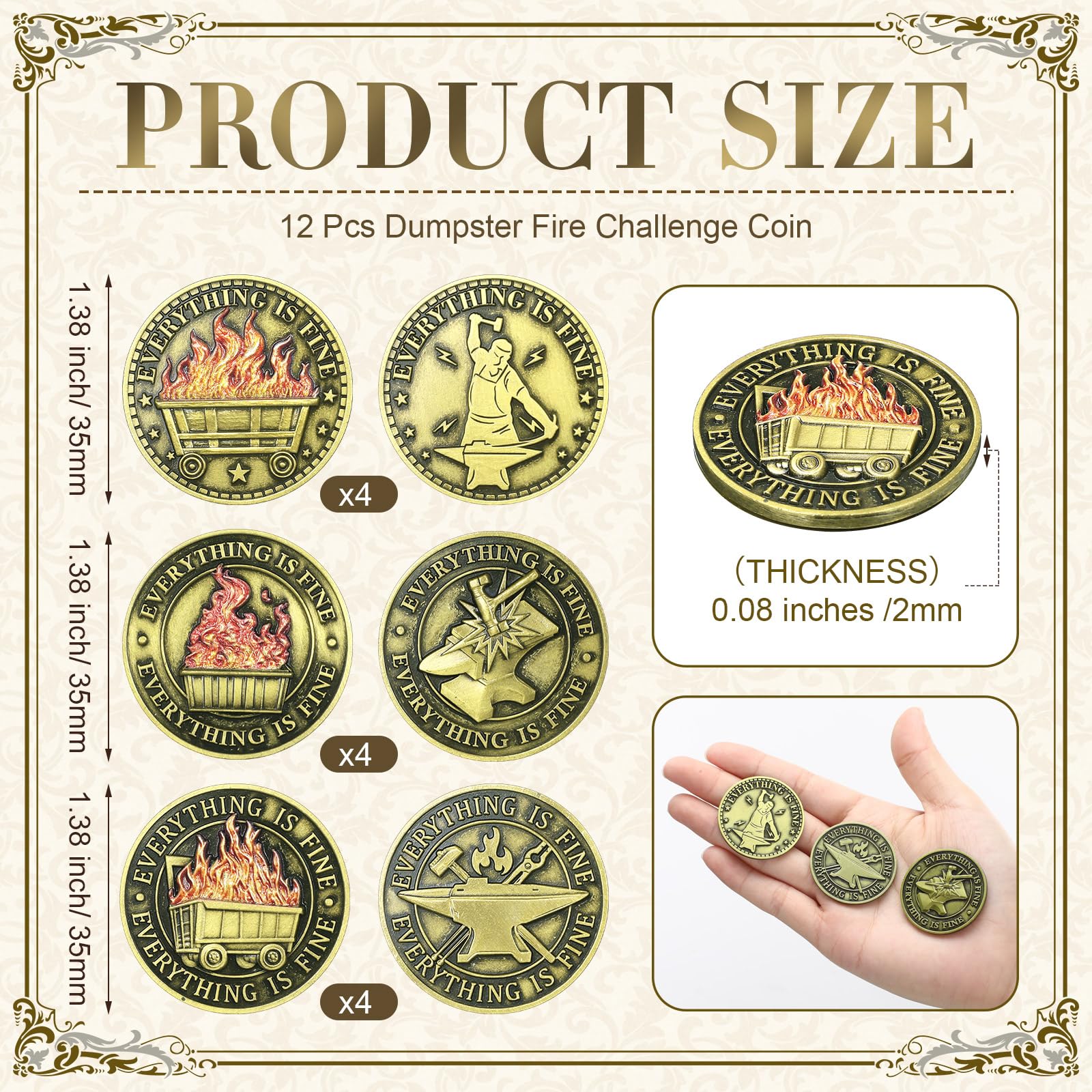 Snapklik.com : Landical 12 Pcs Dumpster Fire Challenge Coin Double ...