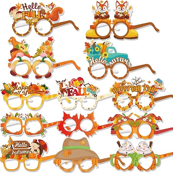 Amazon.com: HOWAF Happy Fall Paper Frames Glasses and Masks, 26pcs ...