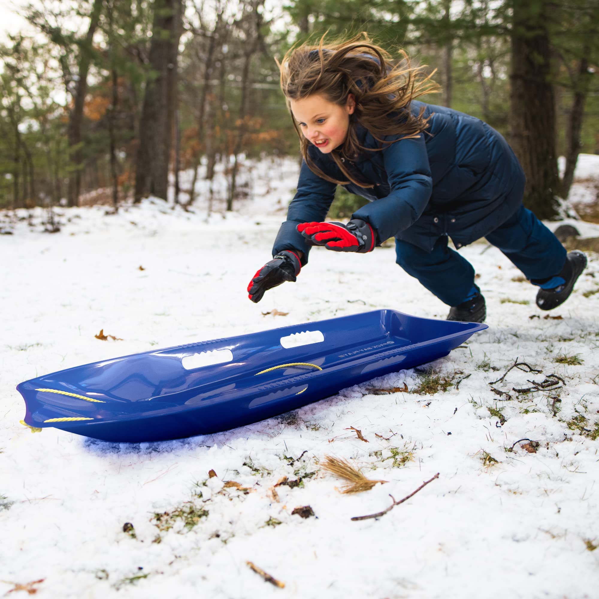 Back Bay Play 47in Snow Sled Racer - High Density Plastic Sled 2 Person ...