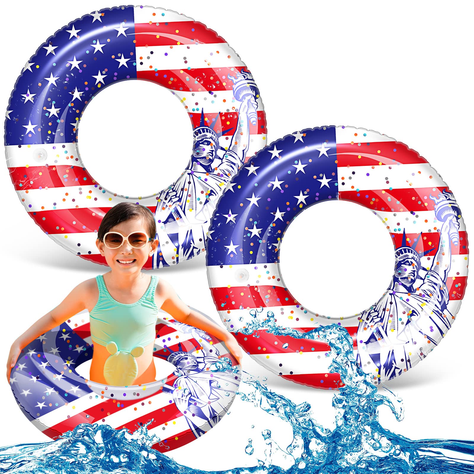 Snapklik.com : 2 Pcs 4th Of July Inflatable Tube Pool Float 24 American ...