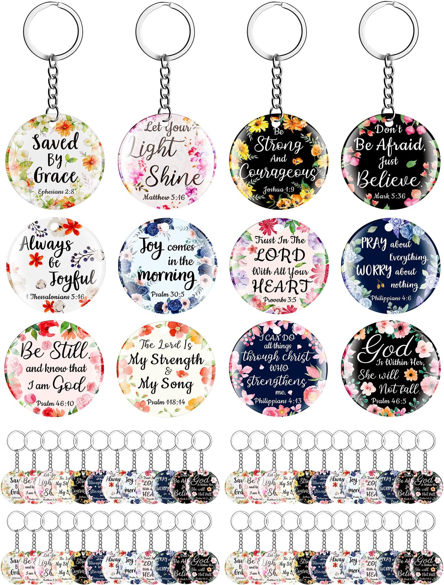 Equsion 100 Pcs Christian Bible Keychain Gifts Bulk for Women Butterfly ...