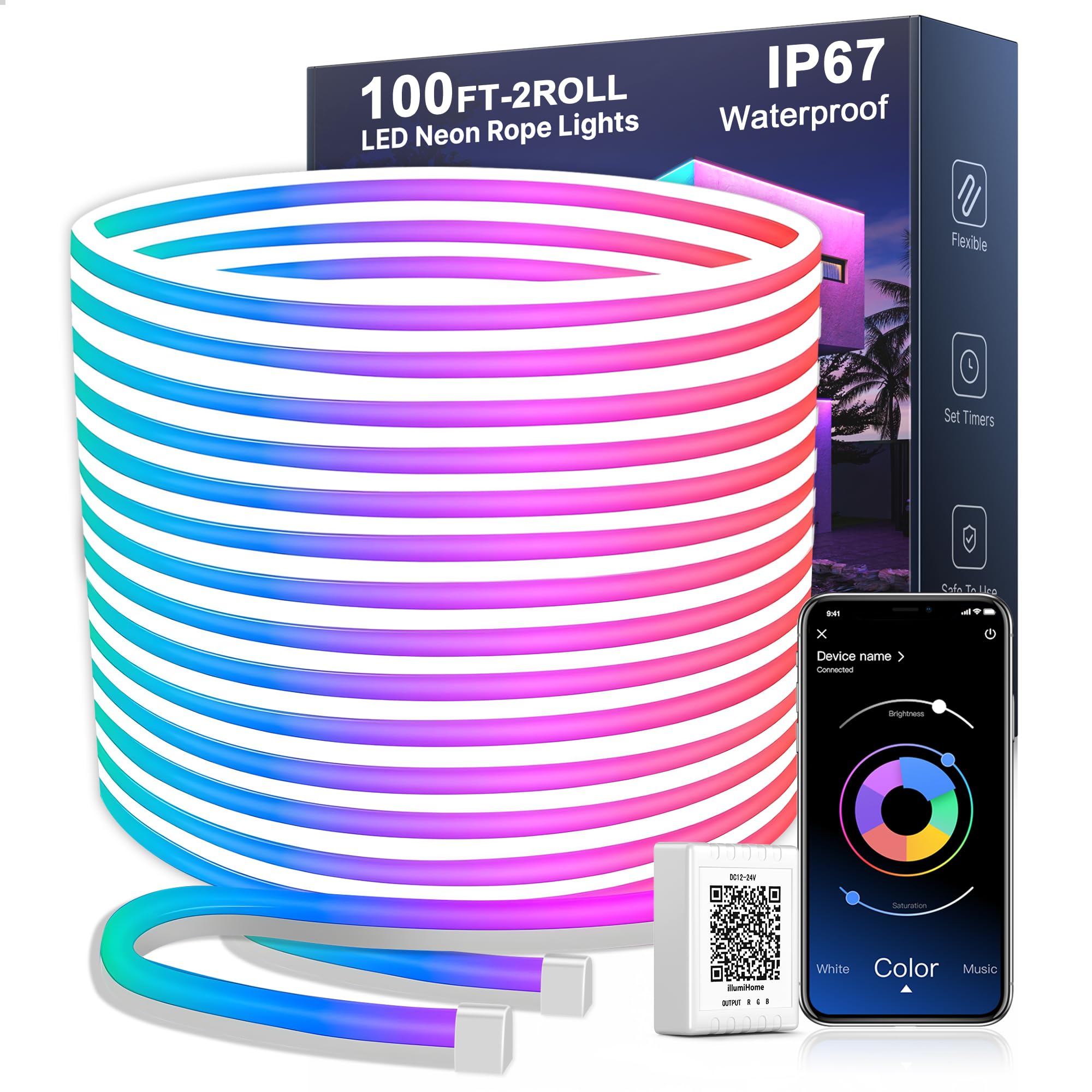 Amazon.com: Nexillumi 100FT Neon LED Rope Lights IP67 Waterproof LED ...