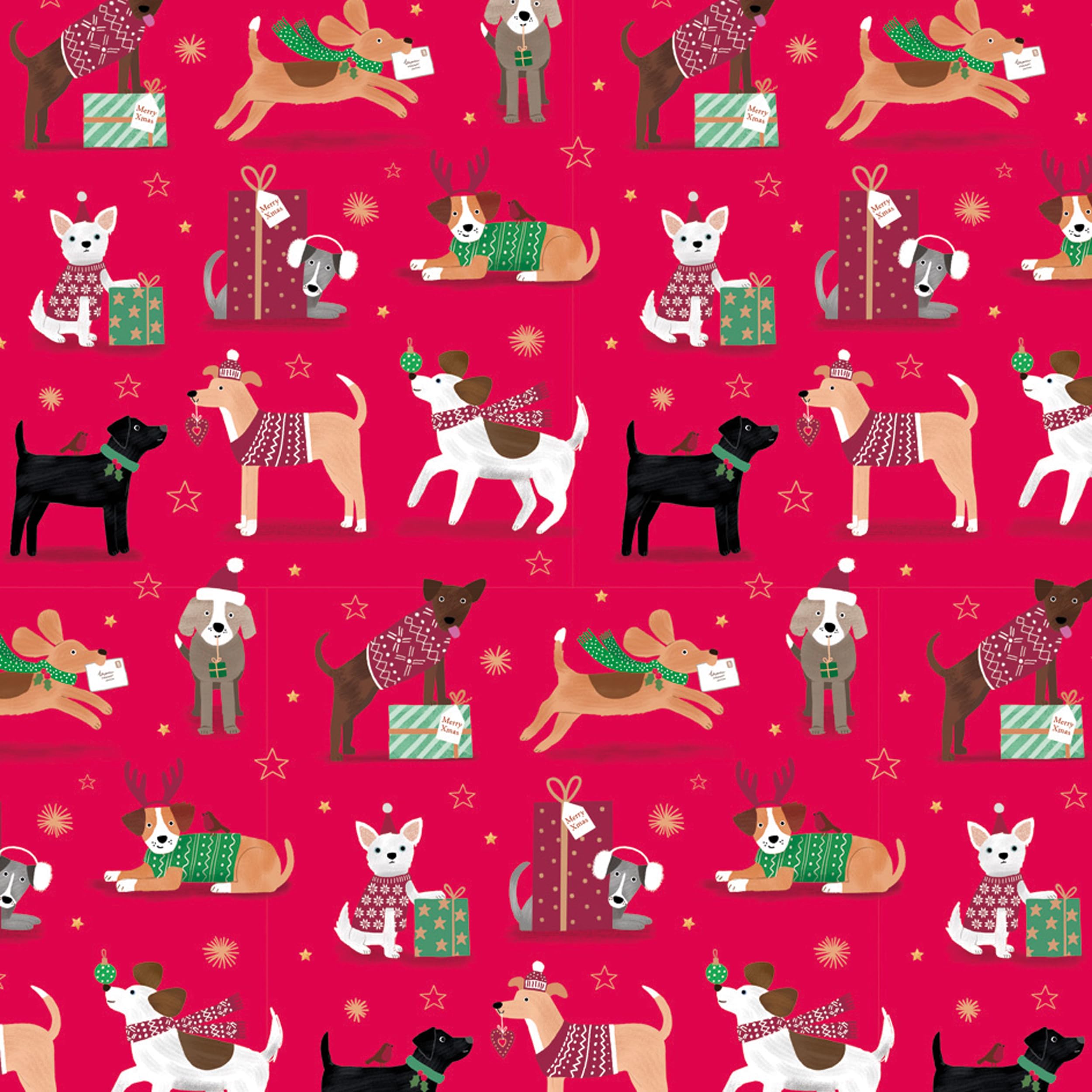 Christmas Wrap & Tags - Happy Christmas Dogs (5 Sheets & 5 Tags) : Amazon.co.uk: Stationery ...