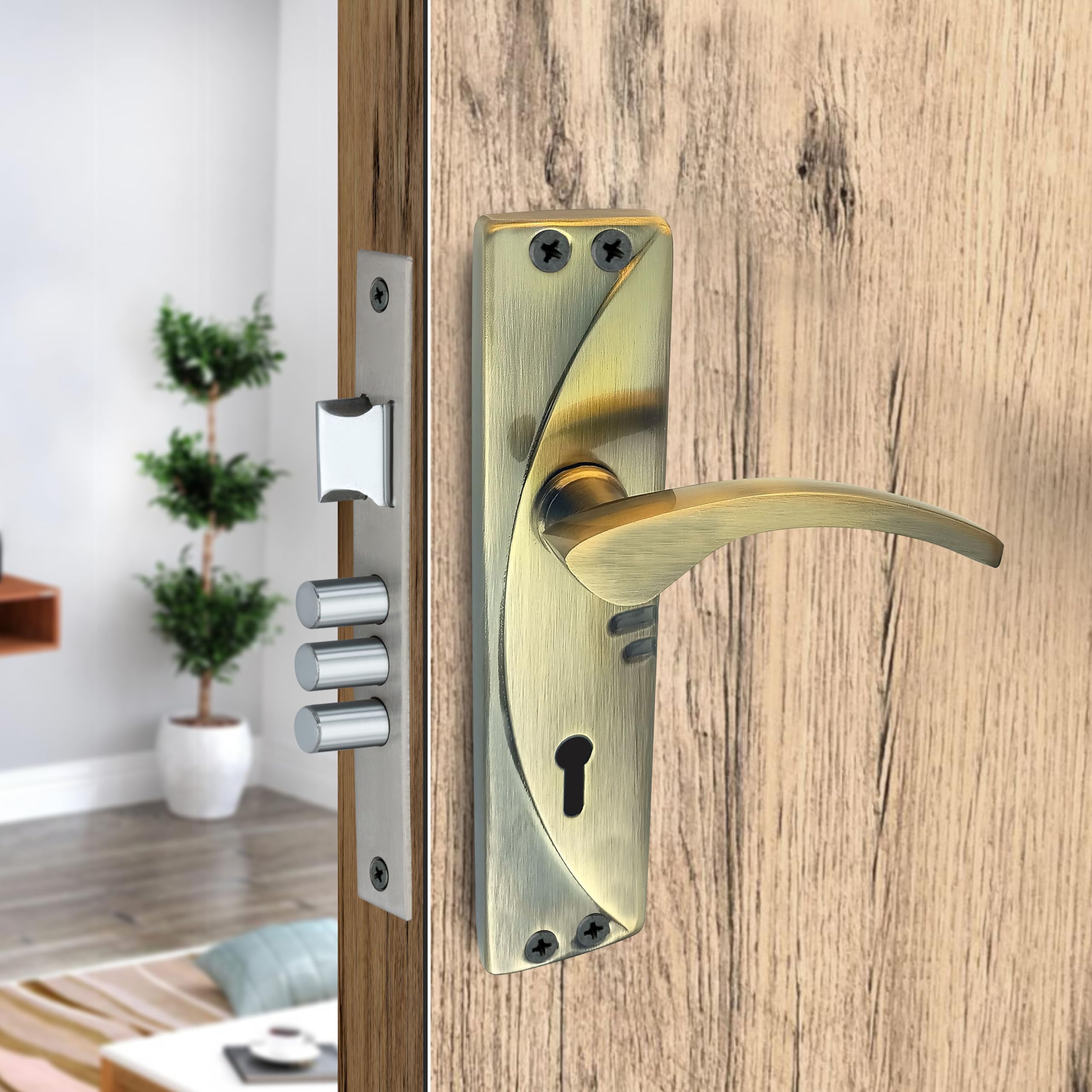 Metal Hardware Door Handles Set with Locks and 3Keys | 7inch Antique ...