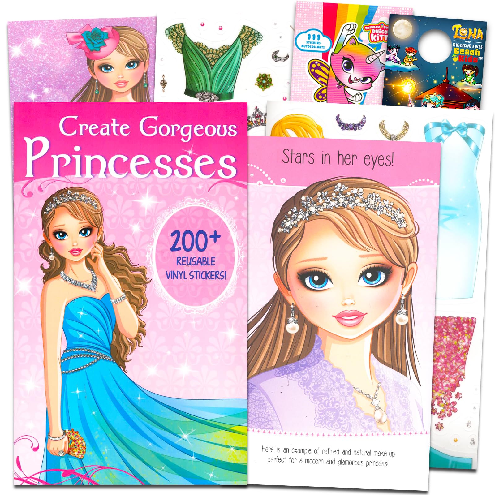 Amazon.com: Dress Up Sticker Book for Girls - Dress Up Princess ...