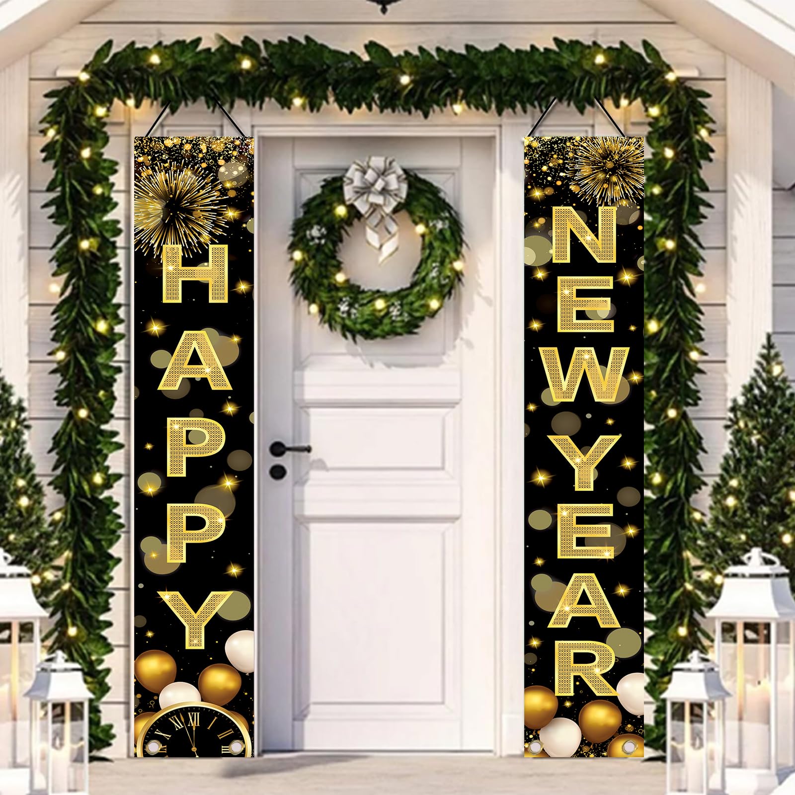 Amazon.com: New Years Porch Signs, Happy New Year Door Banner for Happy ...