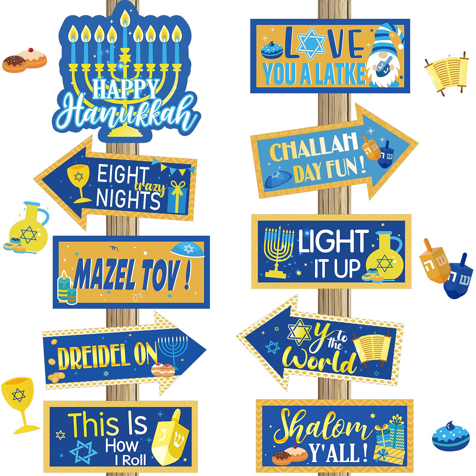 20 Pieces Happy Hanukkah Sign Hanukkah Door Decorations Hanukkah ...