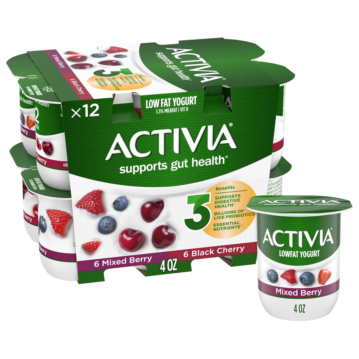 Amazon.com: Activia Black Cherry and Mixed Berry Probiotic Yogurt ...