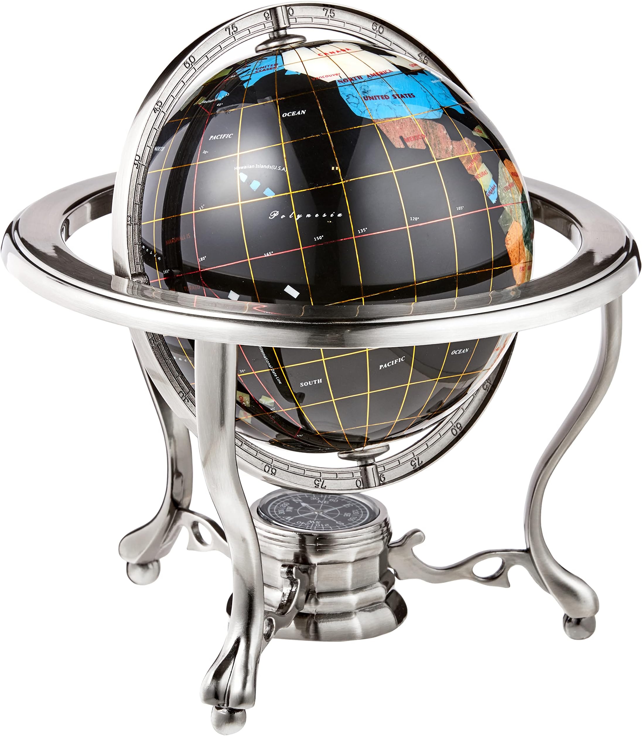 Amazon.com: 14" BLACK ONYX GEMSTONE GLOBE with Silver Stand : Home ...