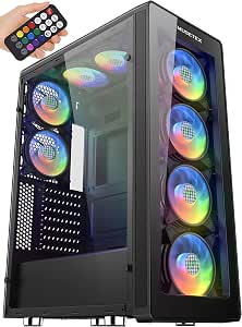 Amazon.com: MUSETEX 8 PCS ARGB Fans ATX Mid-Tower Case with 2 × USB 3.0 ...
