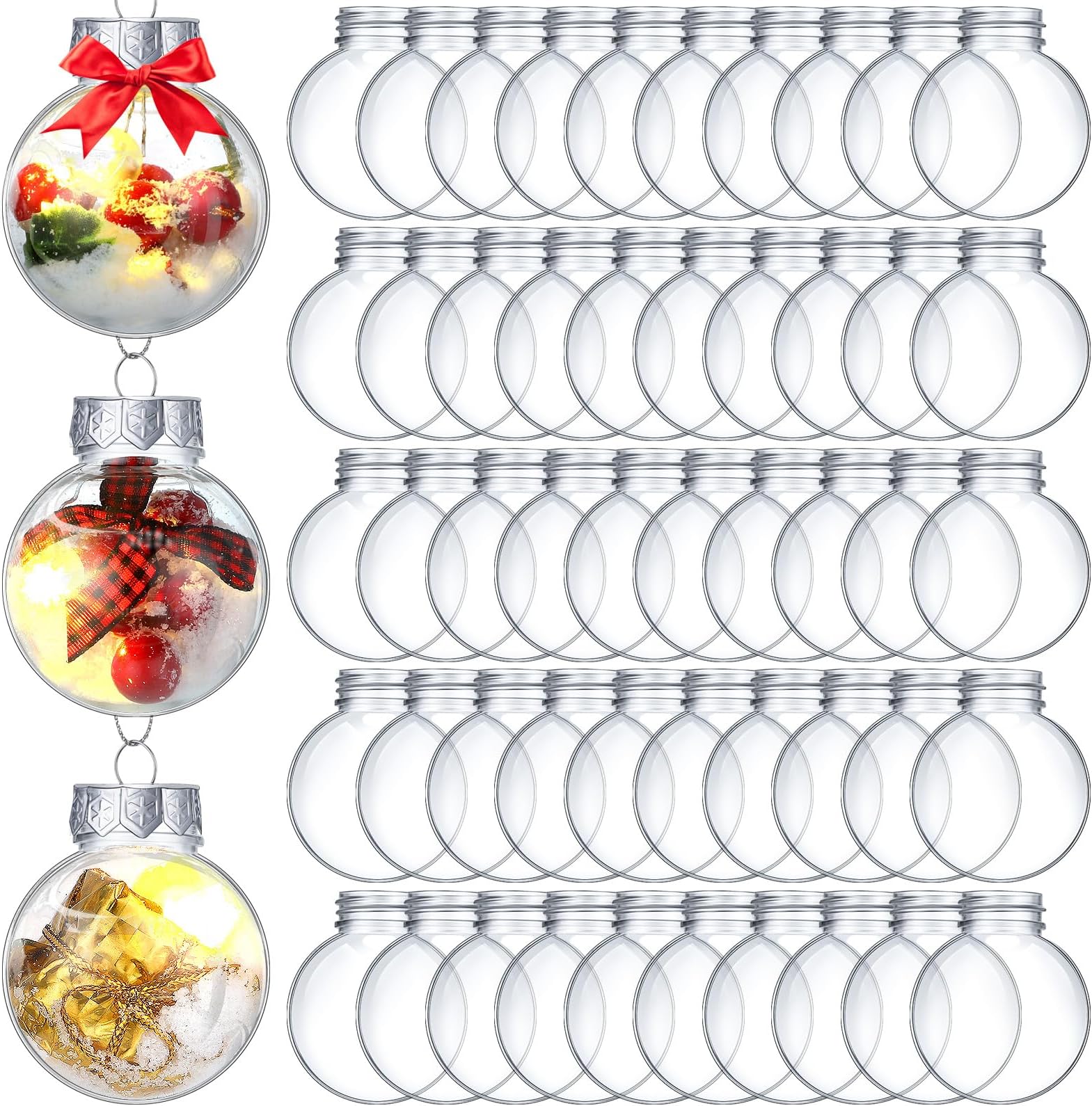 Amazon.com: Soaoo 100 Pcs Clear Plastic Fillable Balls Ornament 1.96 ...