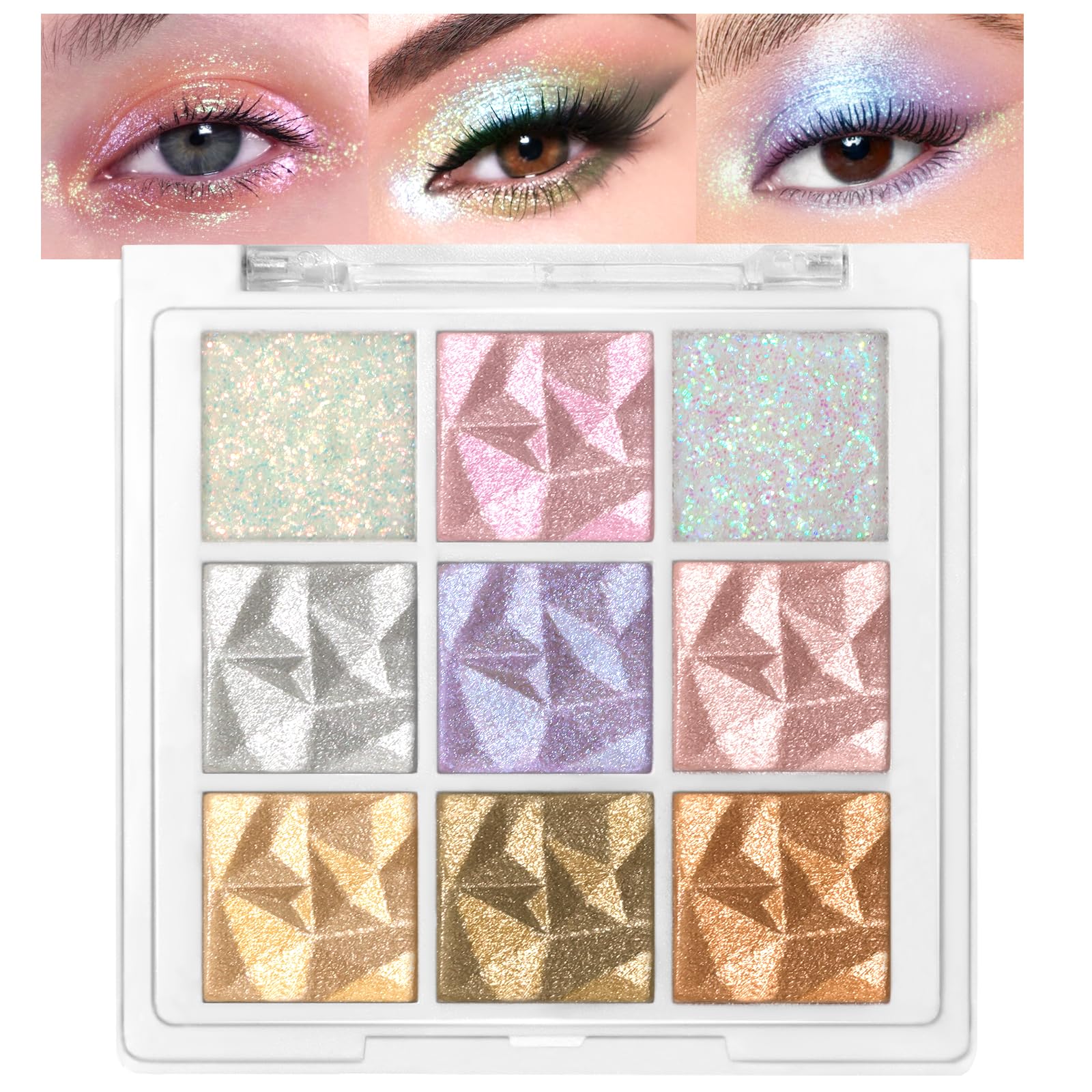 Amazon.com : HOSAILY 9 Colors Glitter Eyeshadow Palette, Sparkling Face ...