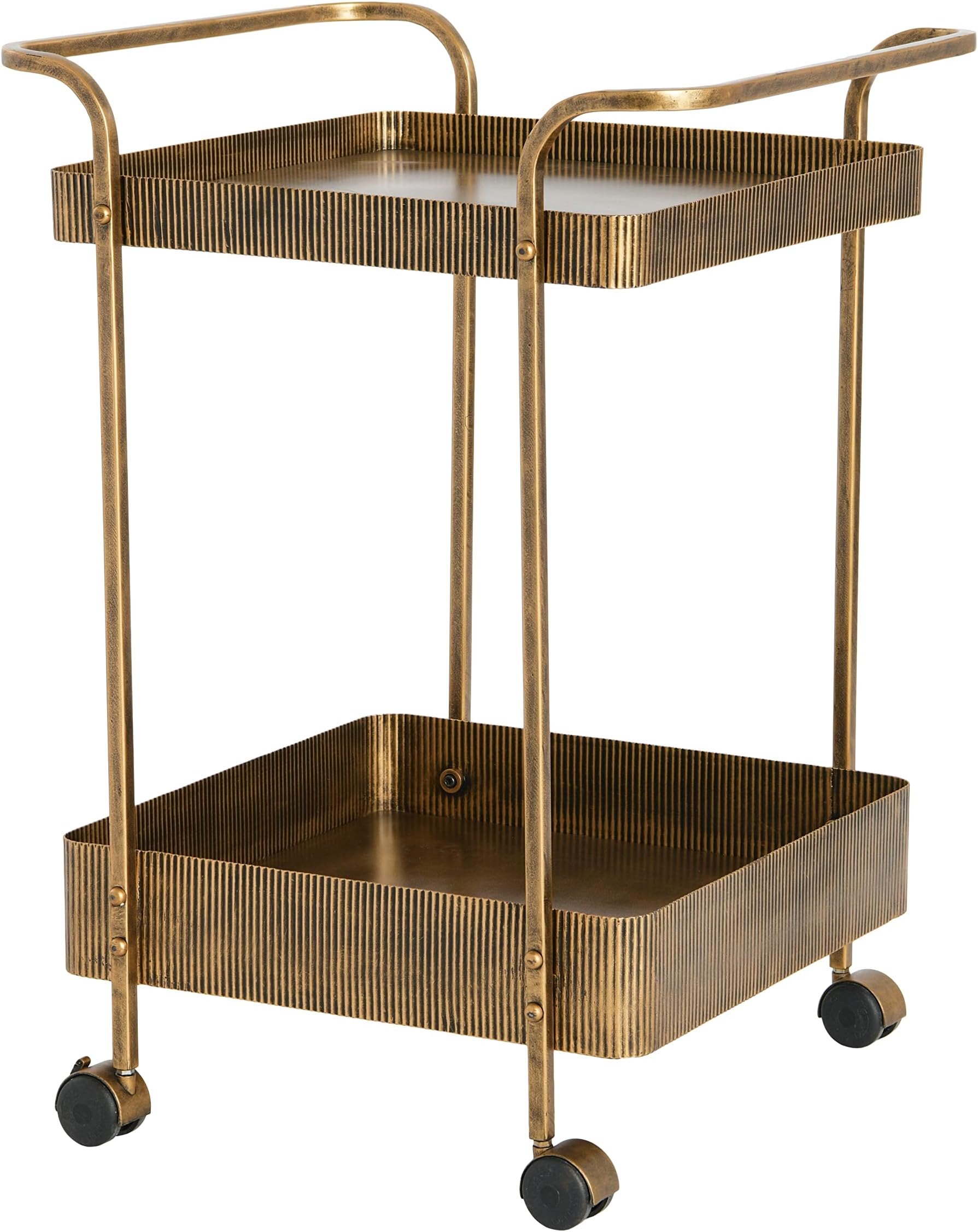 Amazon.com: Creative Co-Op Ribbed Square Trolley Bar Cart, Aged Brass ...